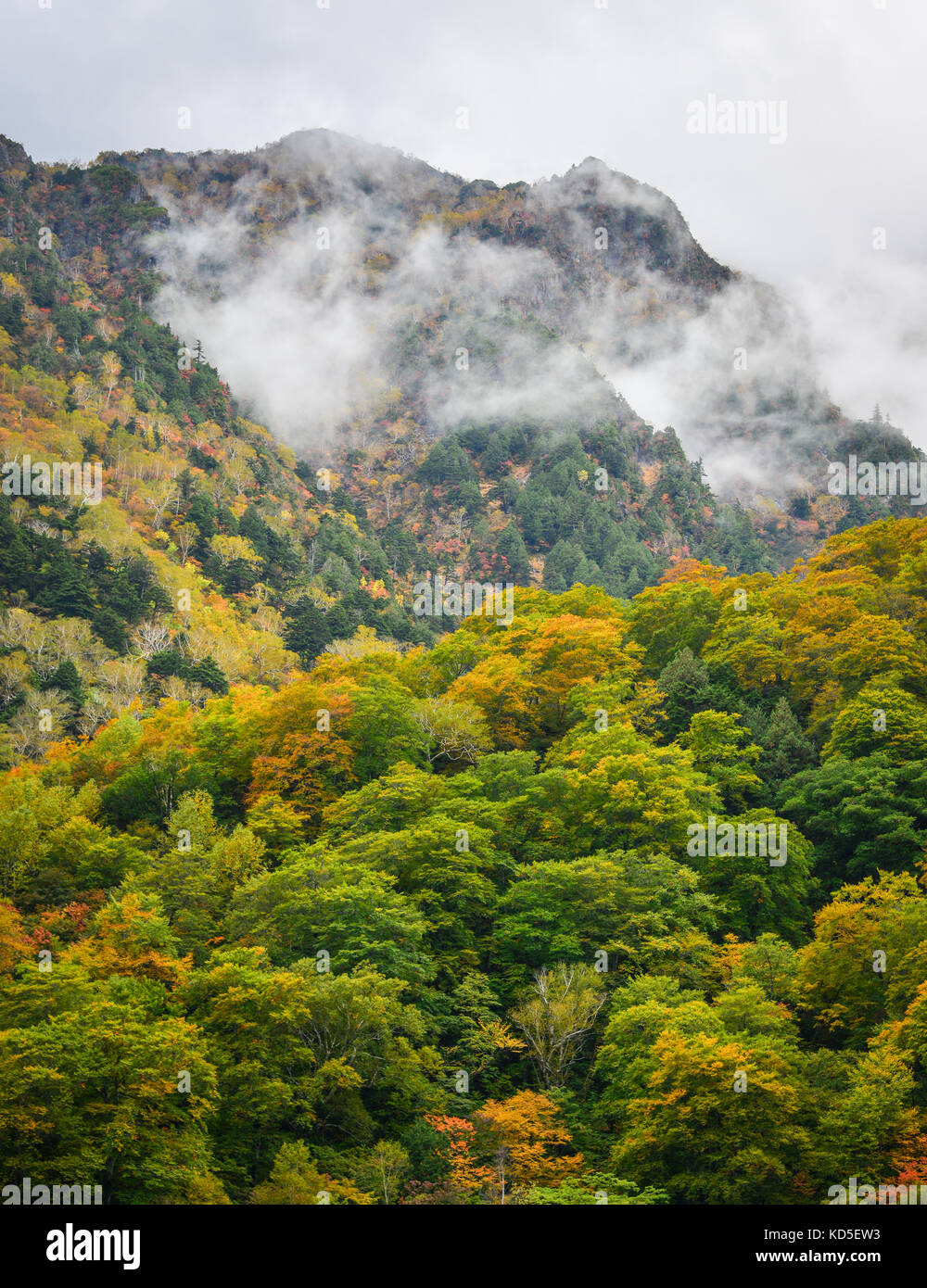 Mountain scenery with clouds at autumn in Toyama, Japan. Nature ...