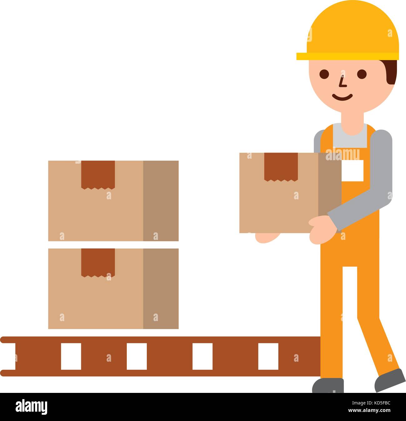 logistic delivery man character holding parcel storage Stock Vector ...