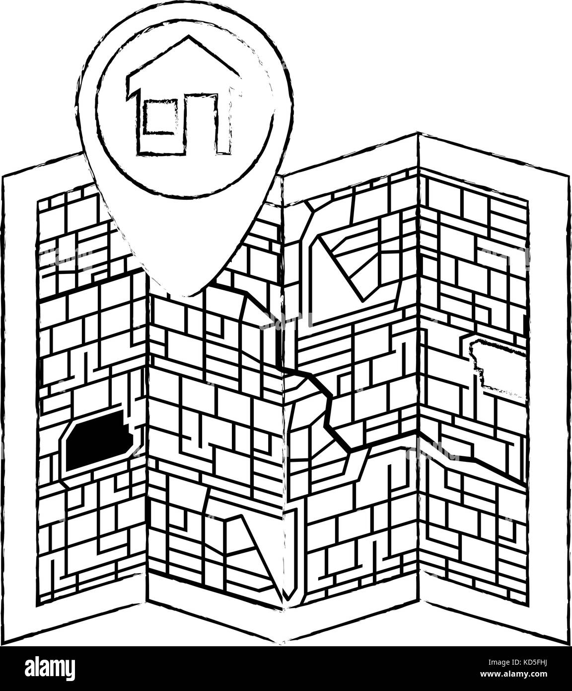 paper map with pointer location isolated icon vector illustration ...