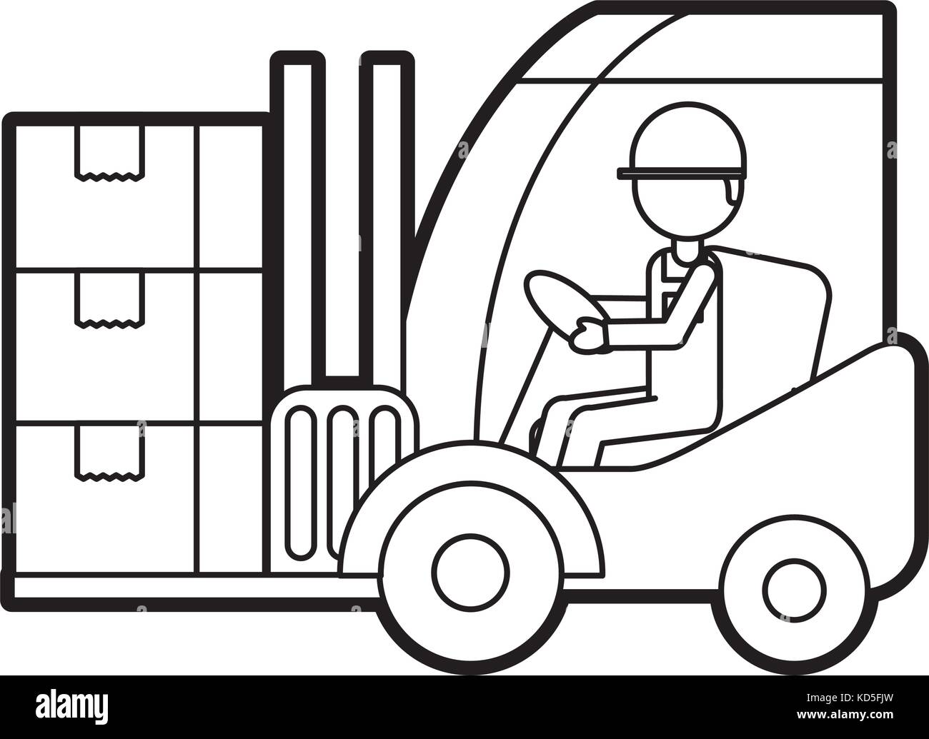warehouse worker loading cardboard boxes forklift driver at work in ...