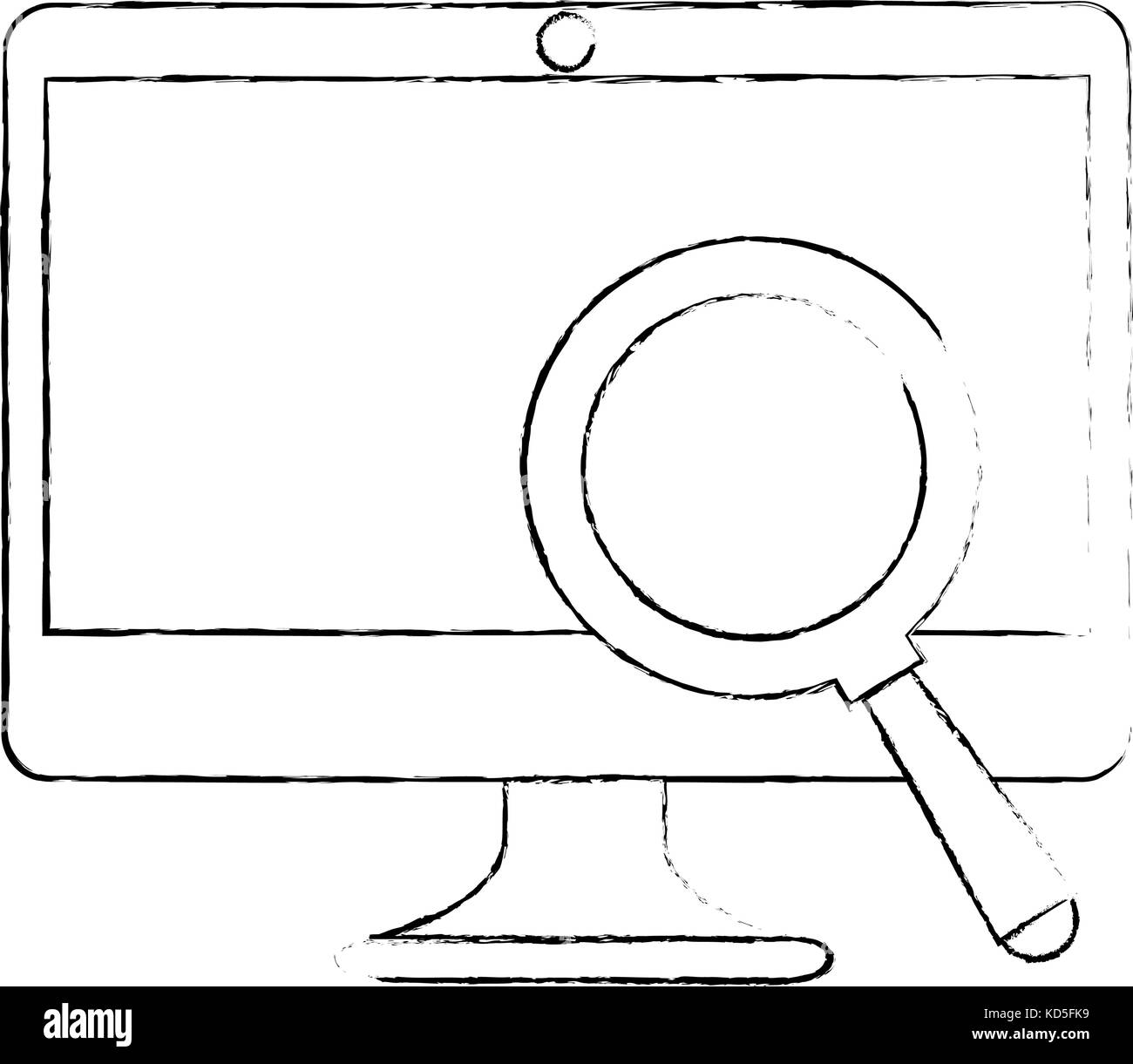 computer display with magnifying glass vector illustration design Stock ...