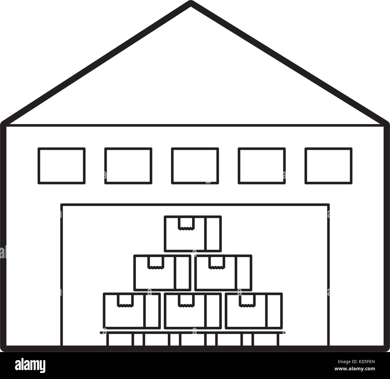 warehouse building with cargo container box on shelves Stock Vector ...