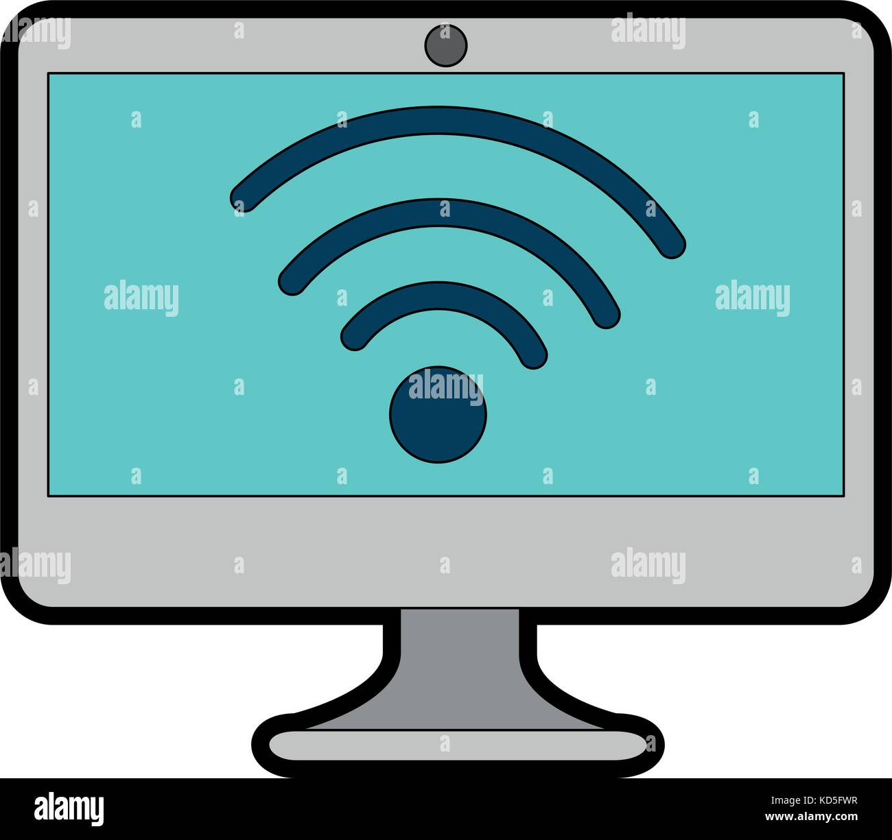 computer display with wifi signal vector illustration design Stock ...