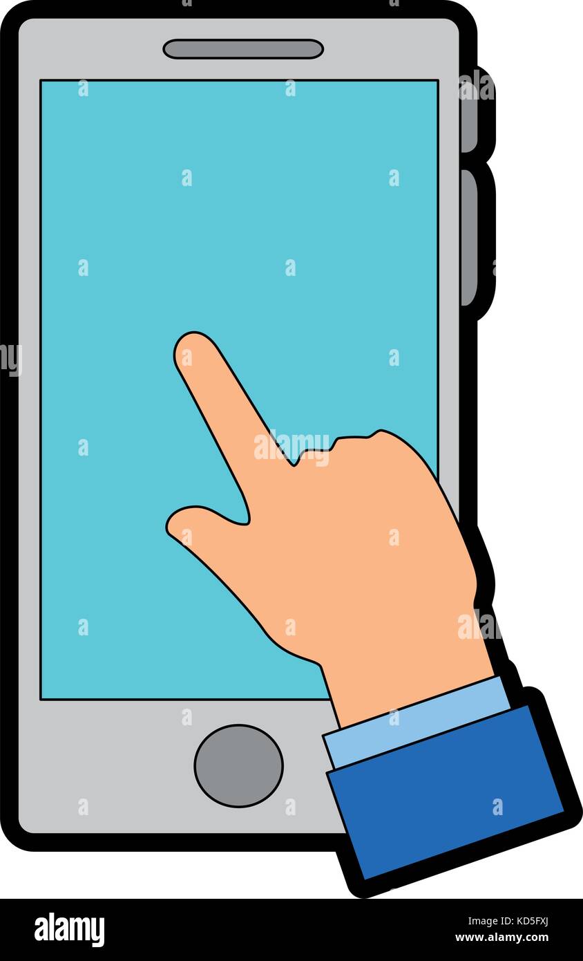 hand user with smartphone device isolated icon vector illustration ...