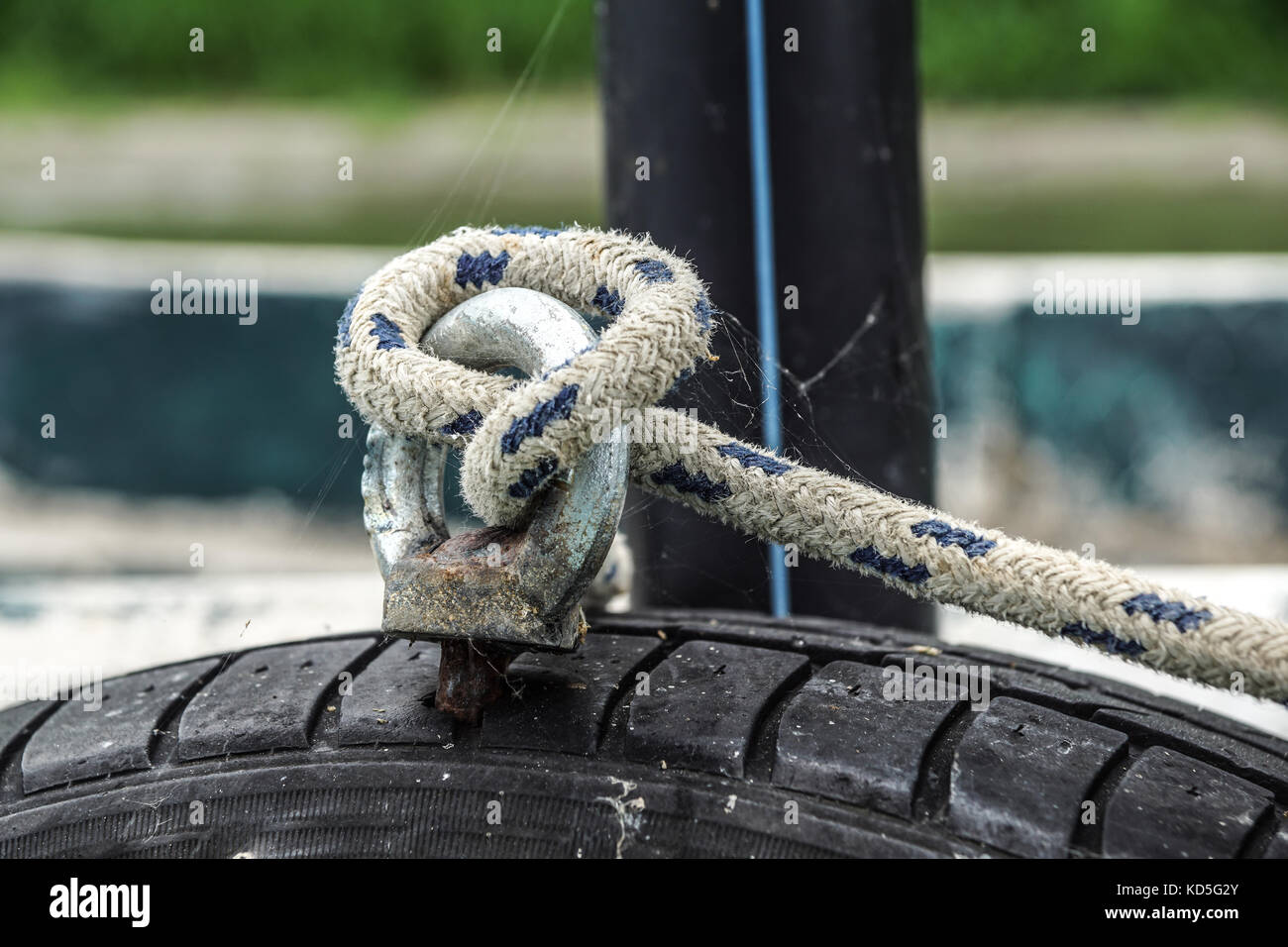 Image of a carabiner hook with a climbing rope Stock Photo - Alamy