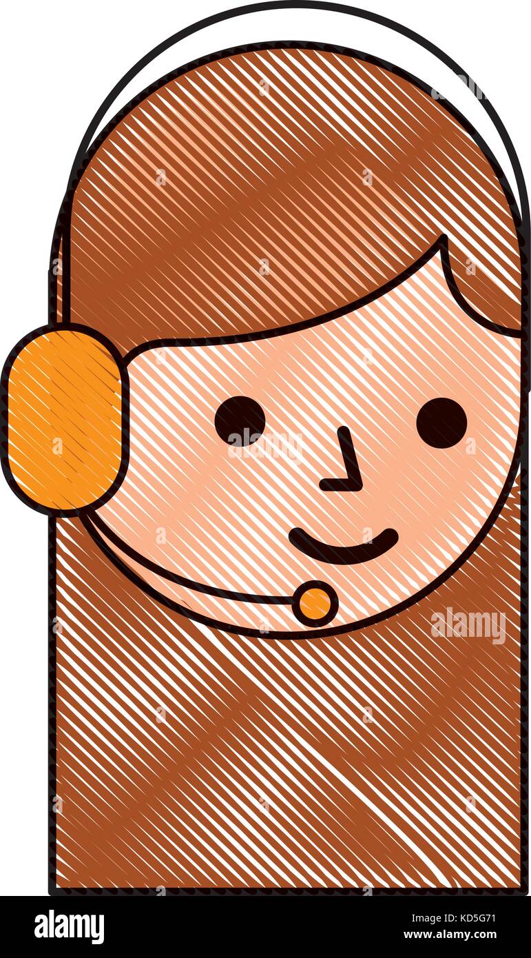 cartoon operator call center using headphones microphone Stock Vector ...