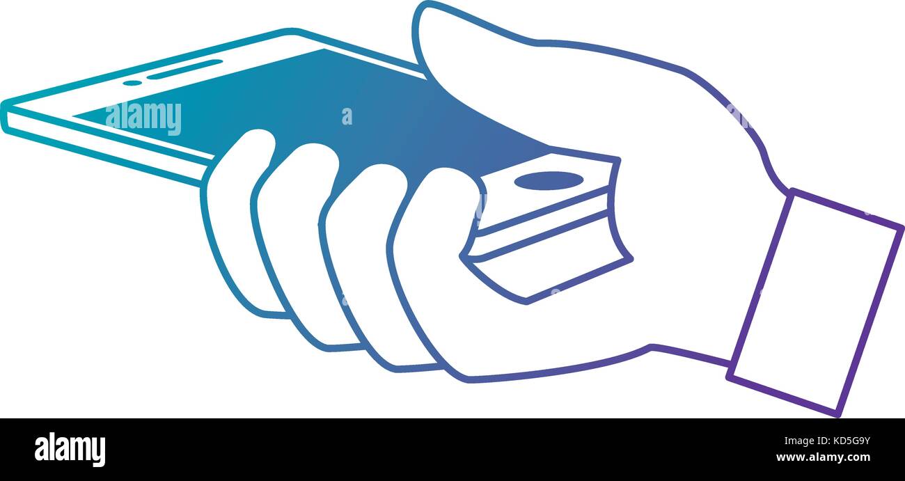 hand user with smartphone device isolated icon vector illustration design Stock Vector Image ...