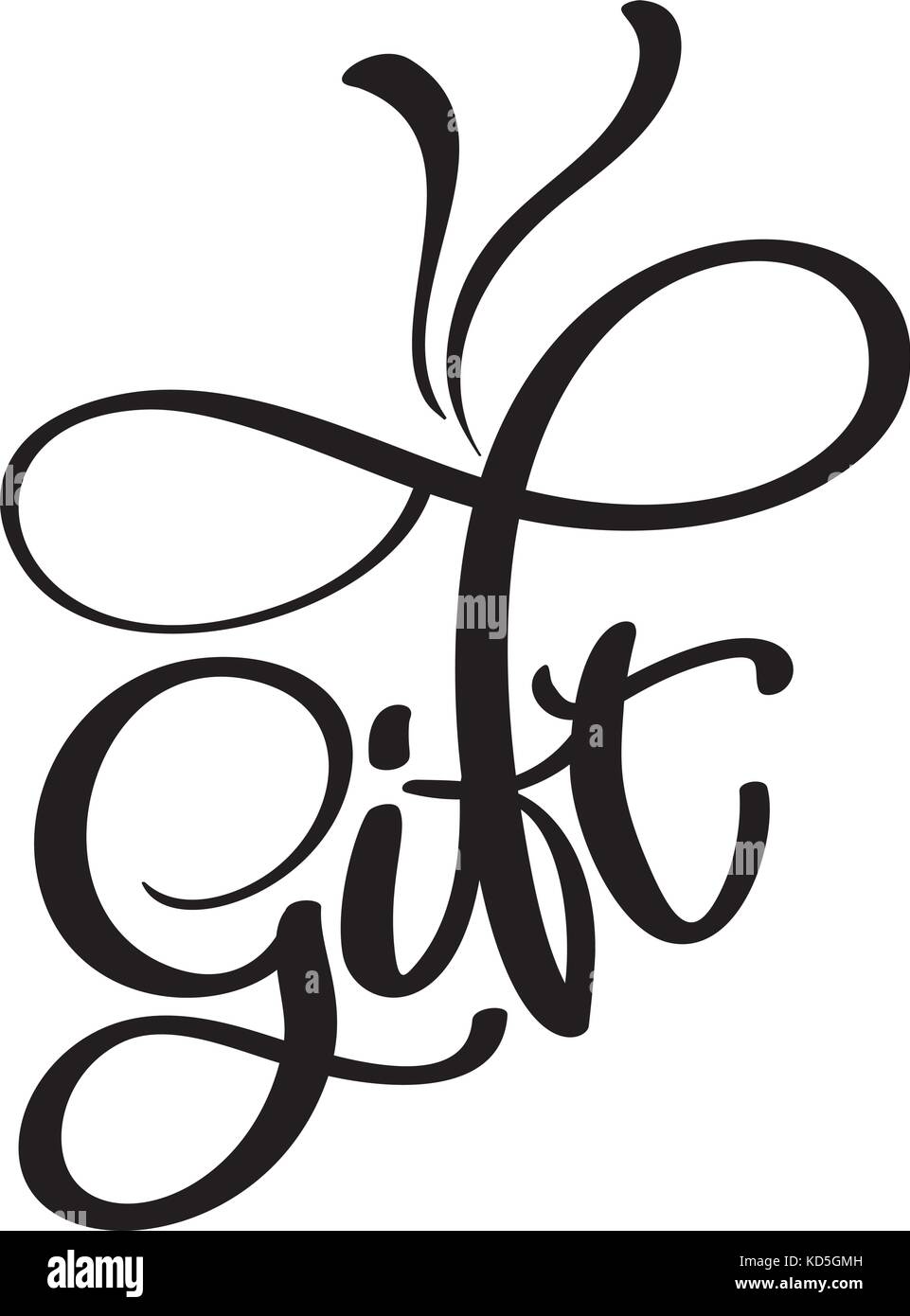 Gift calligraphy black text word. Hand drawn vector illustration ...