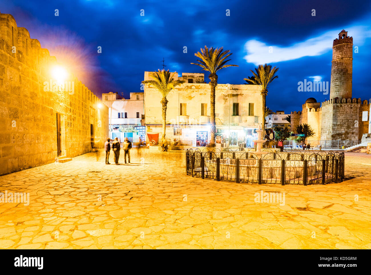 Night photo of ribat castle in Sousse Stock Photo - Alamy