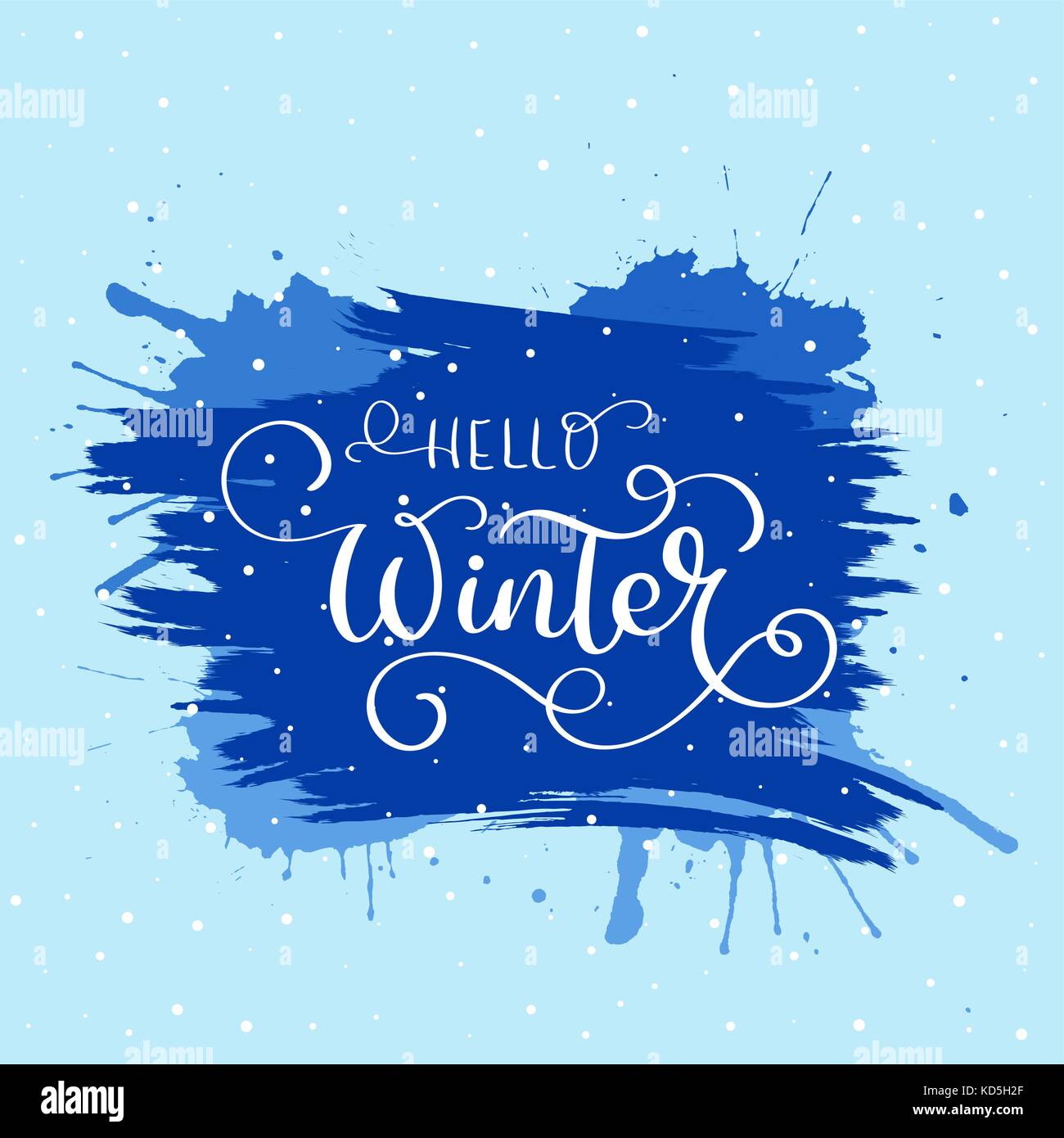 Hello winter text. Christmas vector card design with custom calligraphy ...