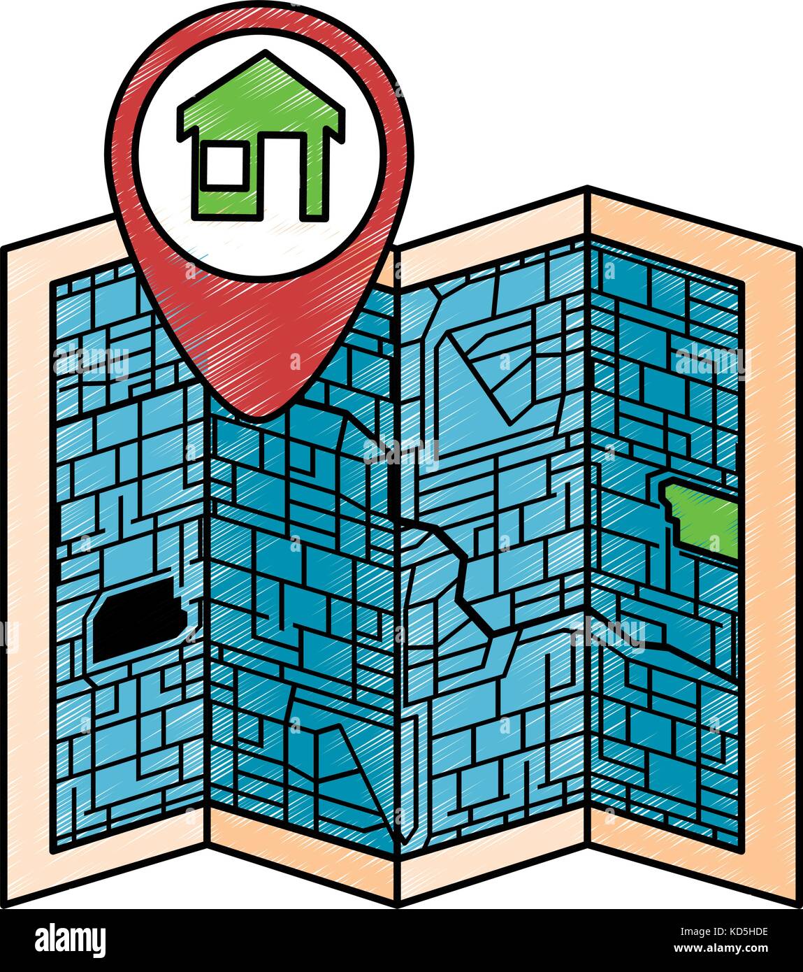 paper map with pointer location isolated icon vector illustration ...
