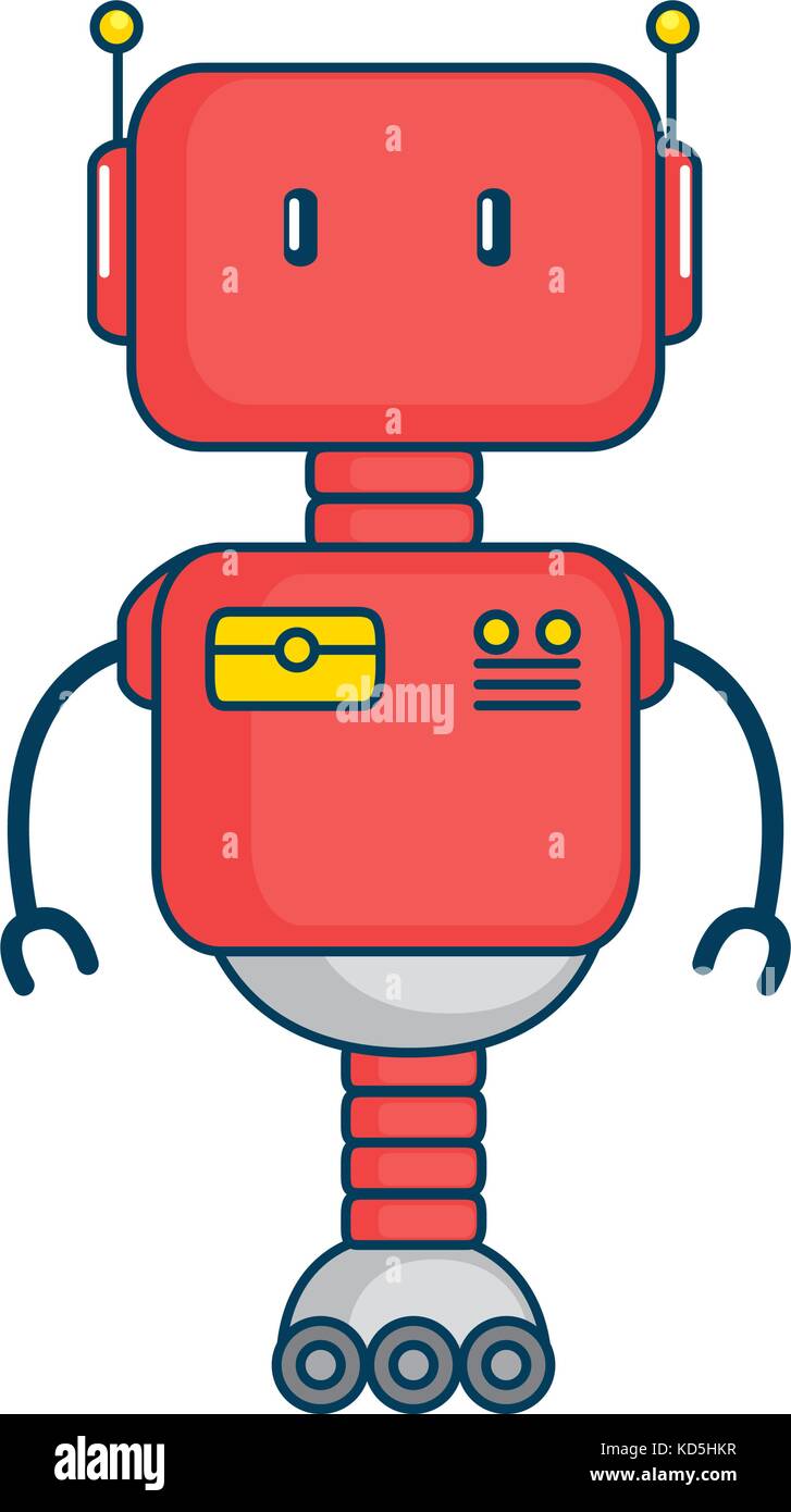 electronic robot with wheels vector illustration design Stock Vector ...
