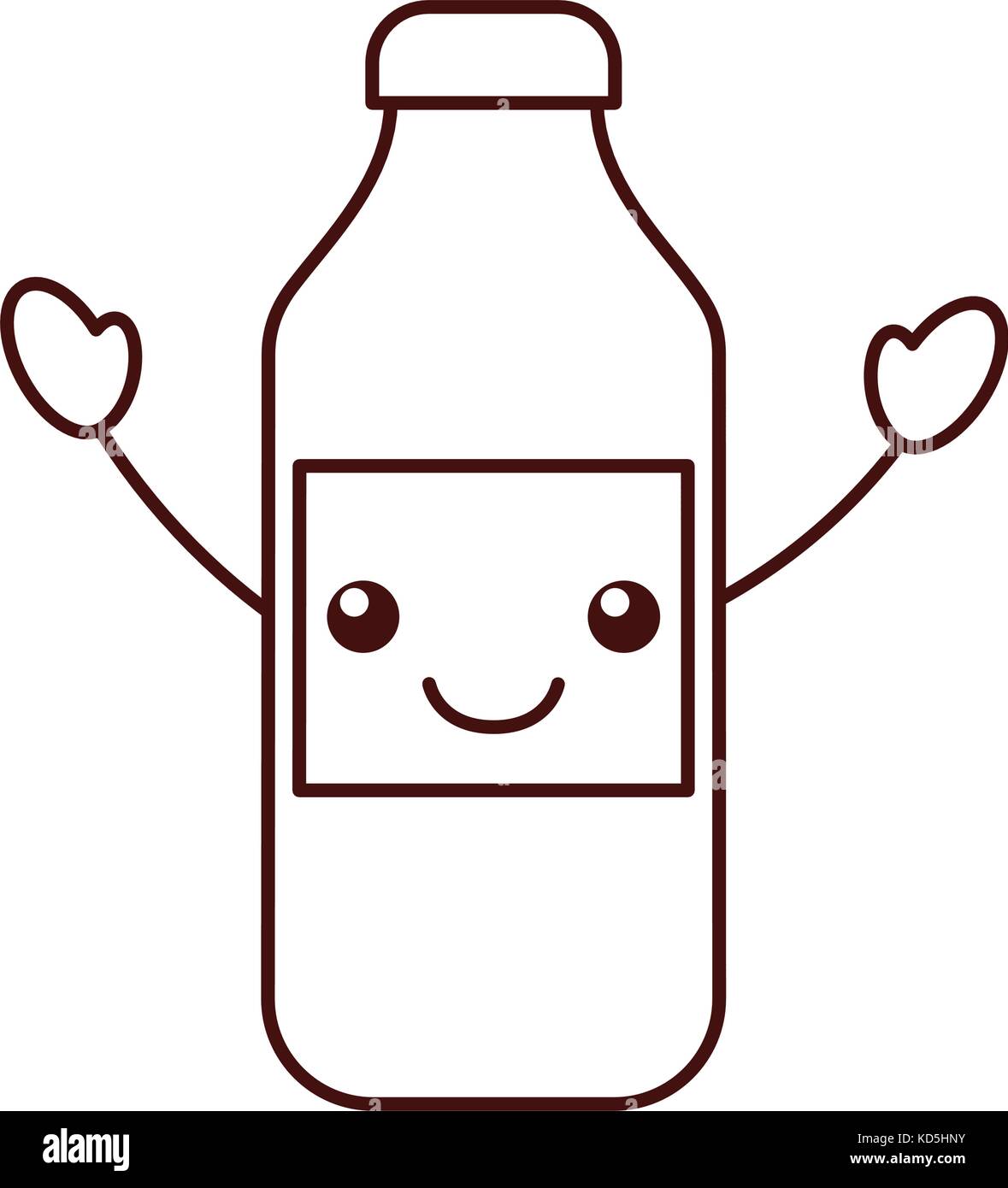 kawaii bottle sausage market condiment cartoon Stock Vector Image & Art ...