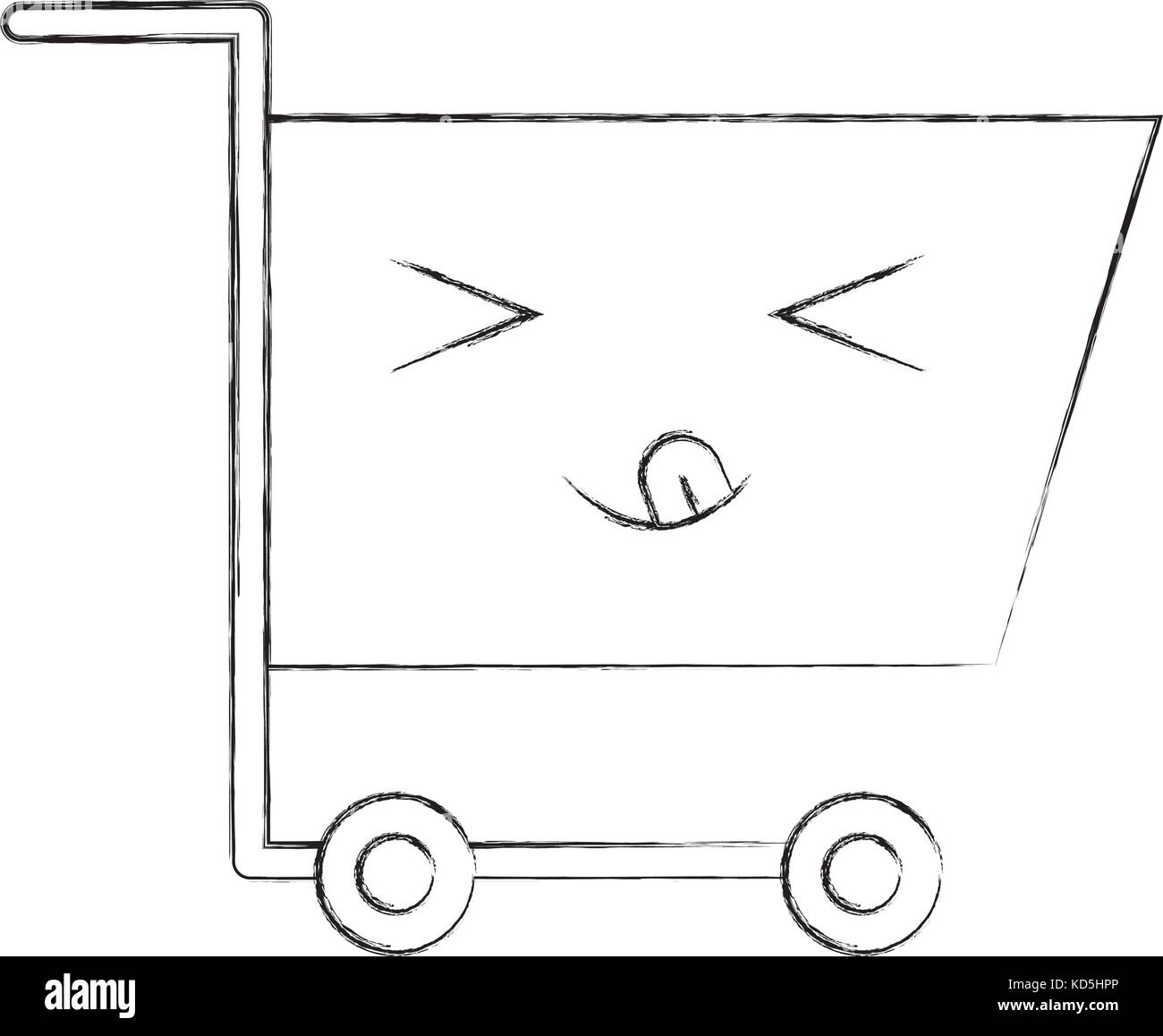 kawaii cart shopping empty supermarket cartoon Stock Vector Image & Art ...