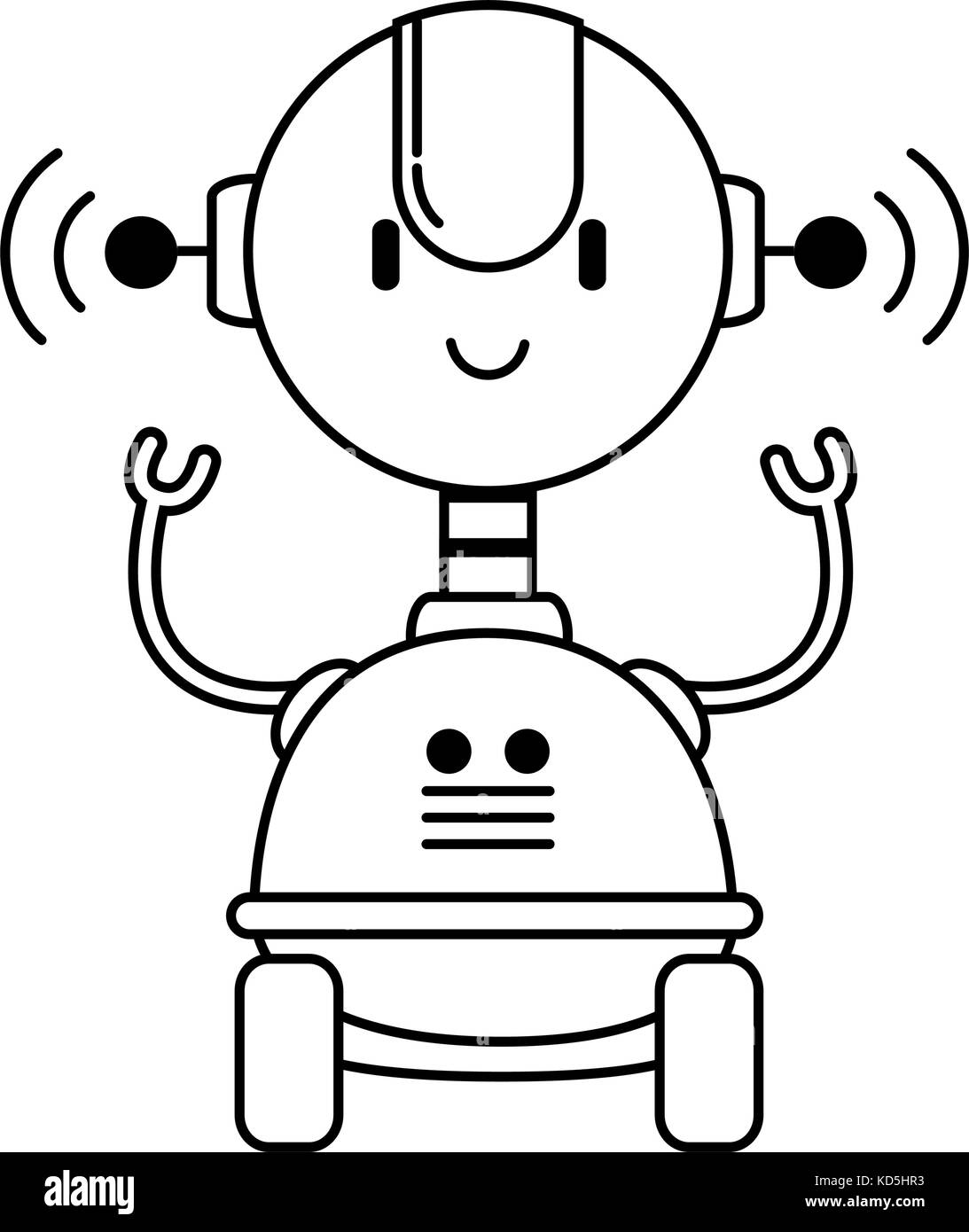 electronic robot with wheels vector illustration design Stock Vector ...