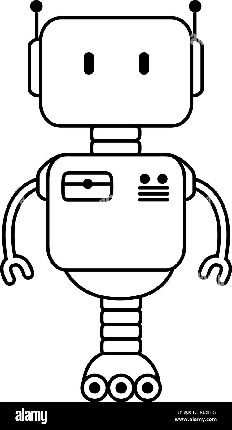 electronic robot with wheels vector illustration design Stock Vector ...