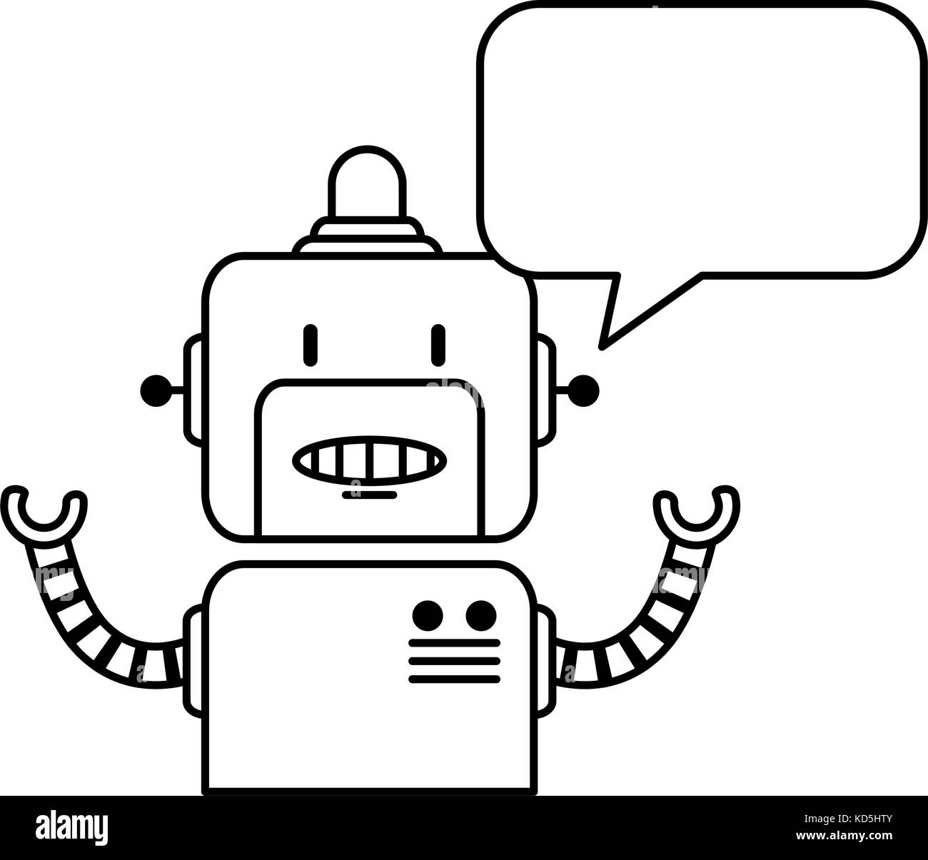 electronic robot with speech bubble character vector illustration ...