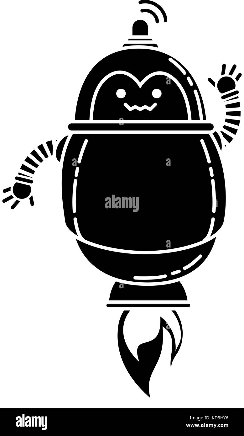 electronic robot with fire flame vector illustration design Stock ...