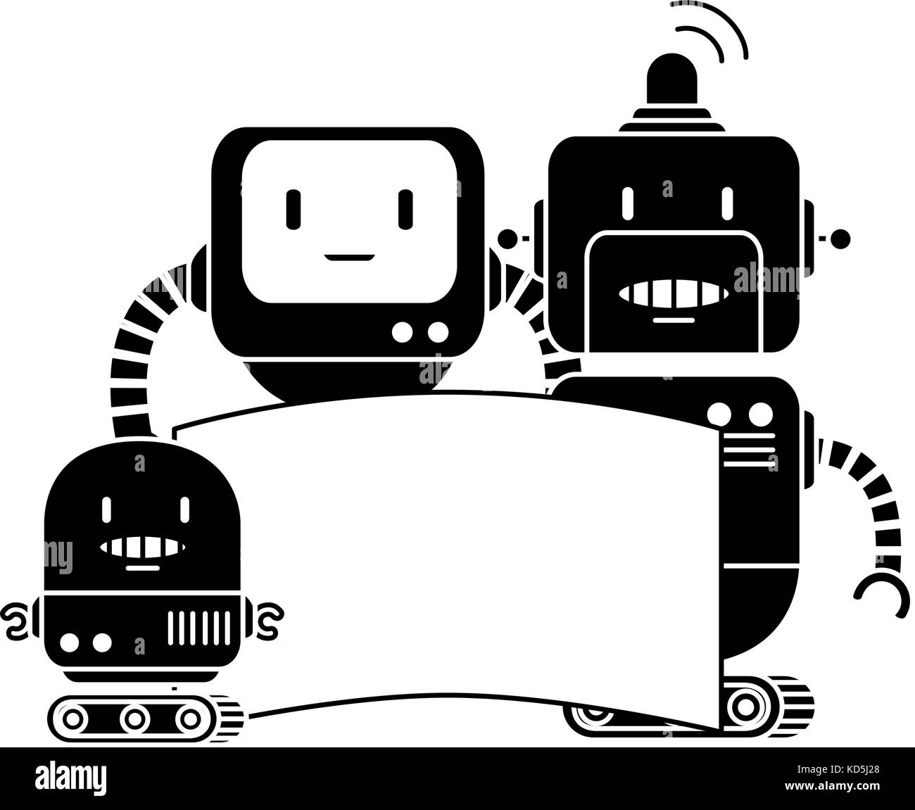 electronic robots with banner characters Stock Vector Image & Art - Alamy