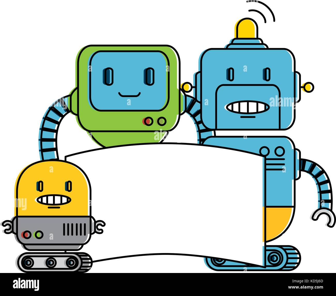 electronic robots with banner characters Stock Vector Image & Art - Alamy