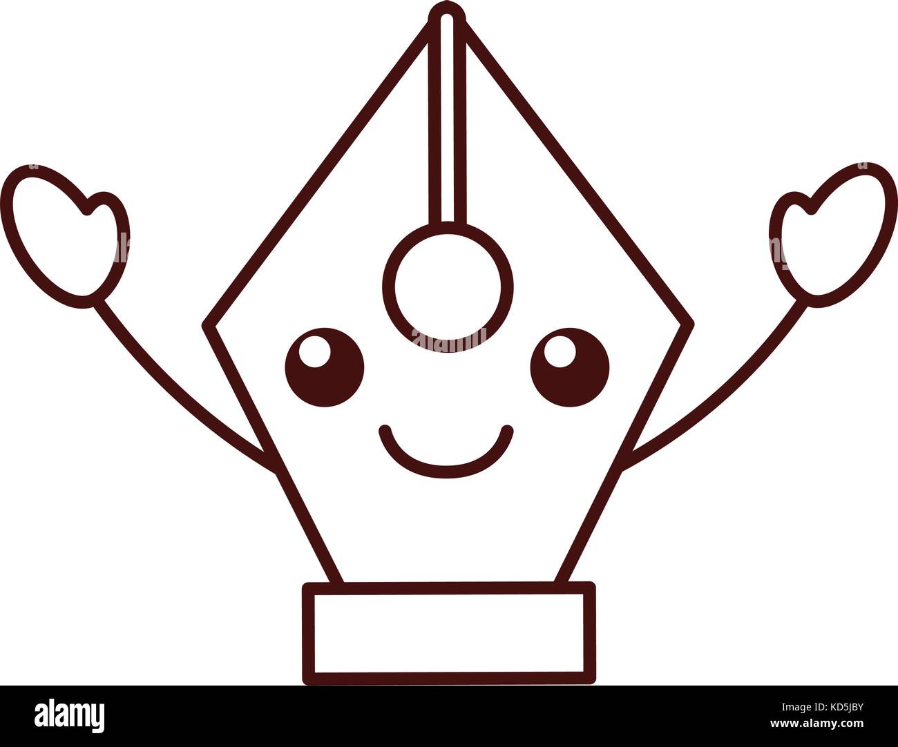 kawaii fountain pen calligraphy button design cartoon Stock Vector ...