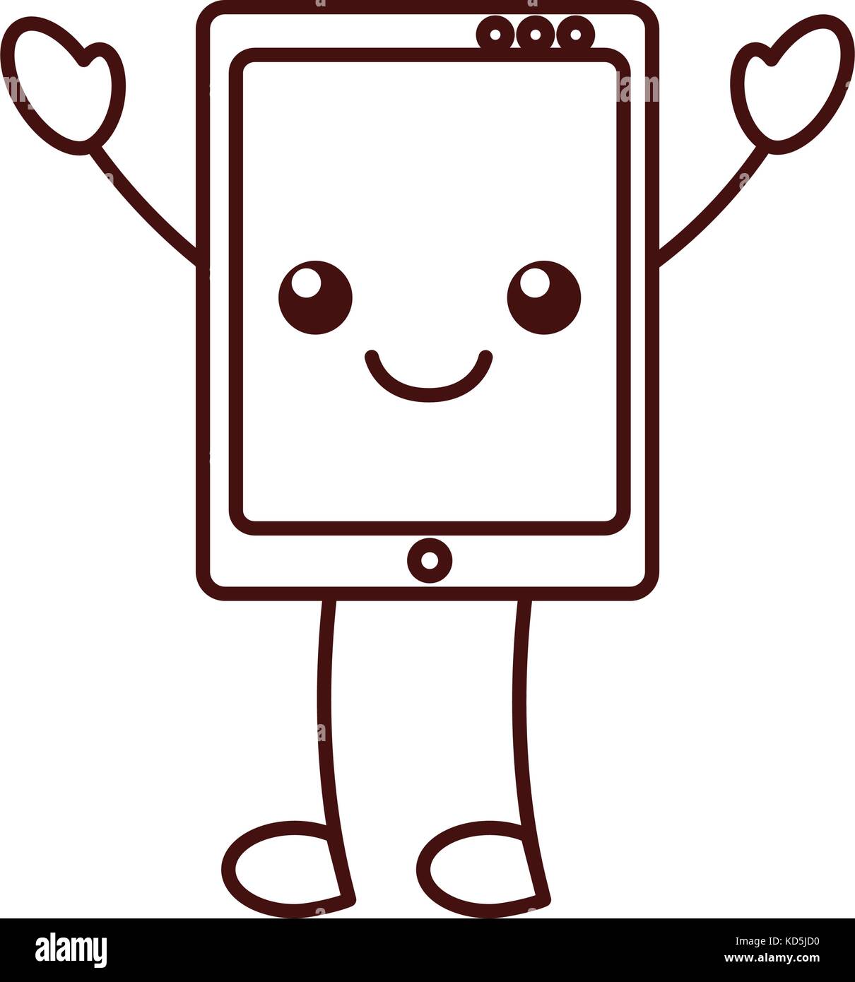 kawaii tablet device technology equipment design cartoon Stock Vector ...