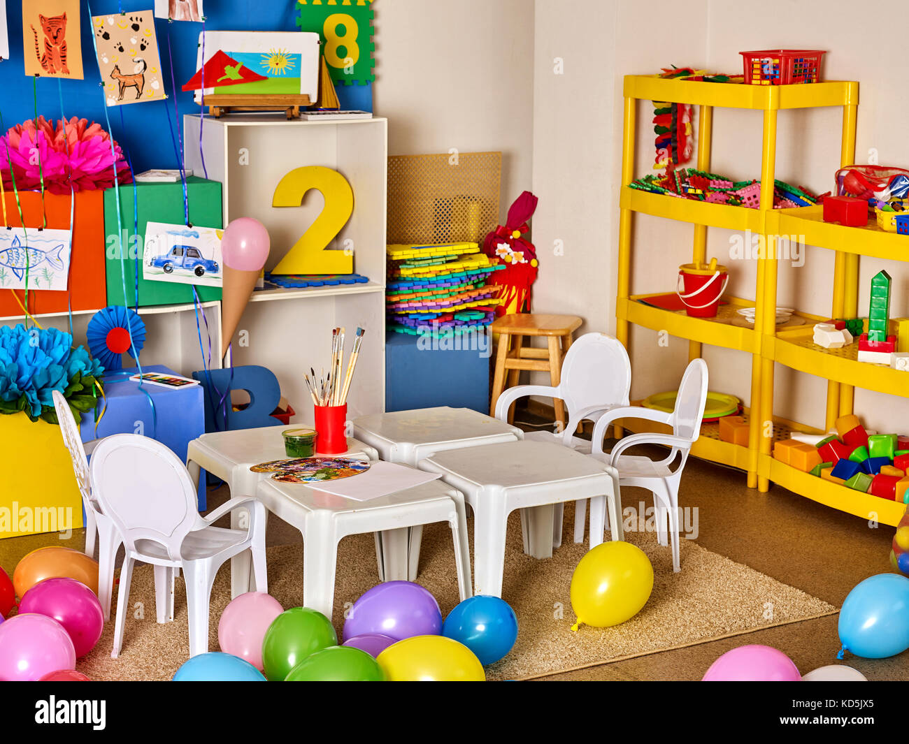 School interior with paint and crayon Stock Photo - Alamy