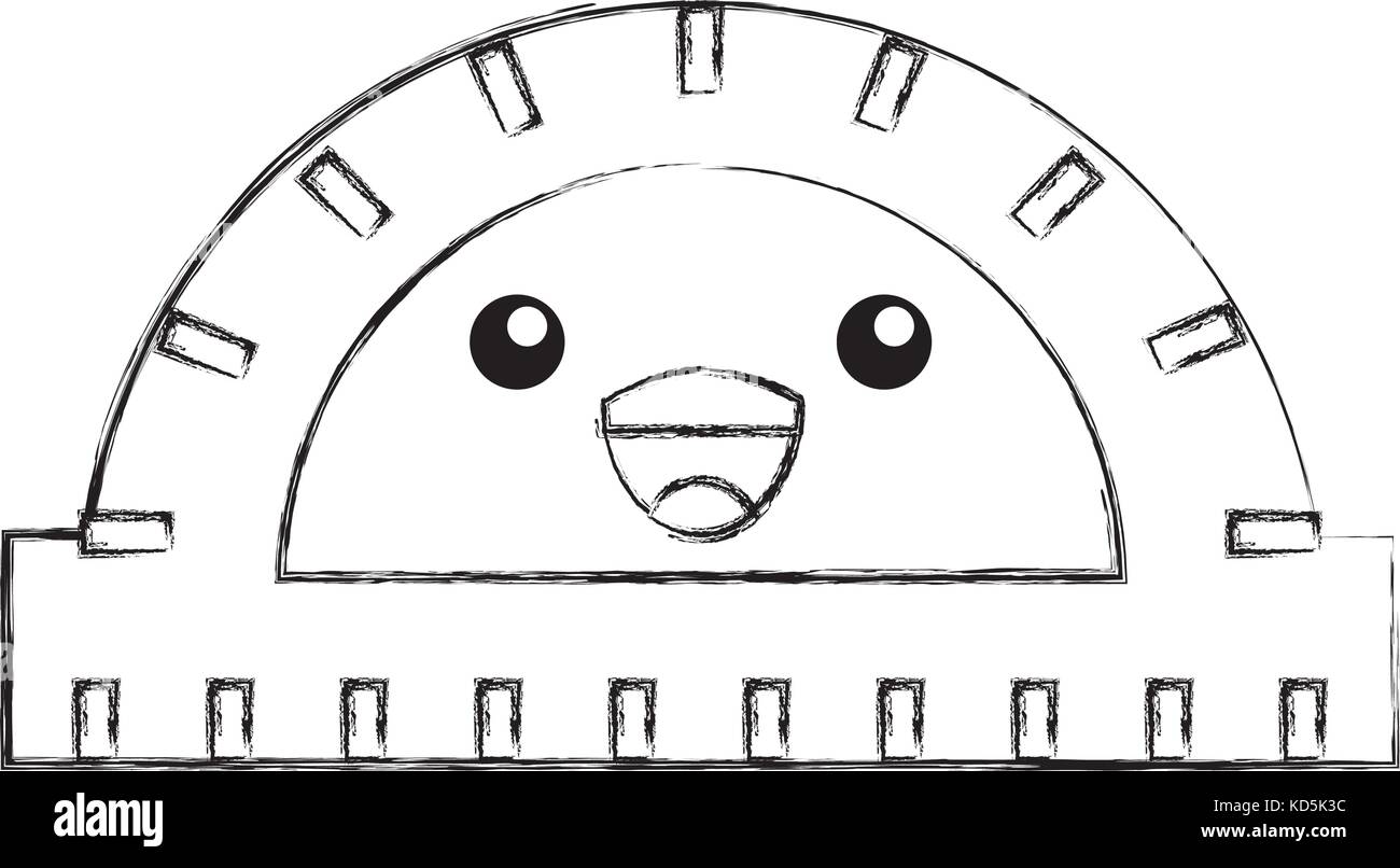 kawaii protractor geometrical instrument angle cartoon Stock Vector ...