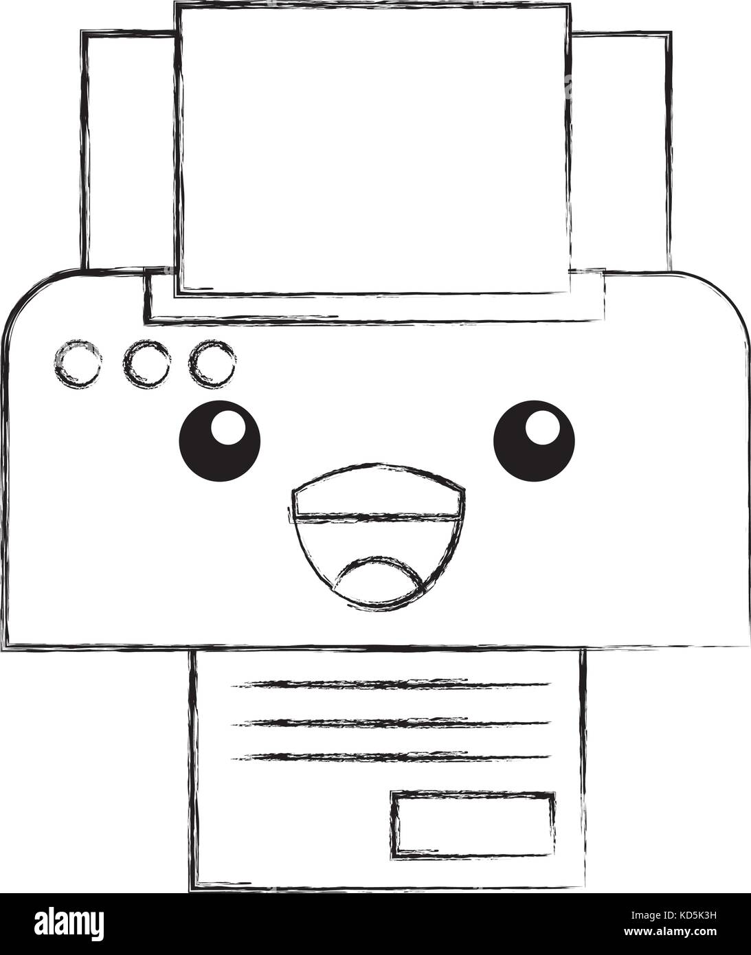 kawaii printer device paper copy sheet cartoon Stock Vector Image & Art ...