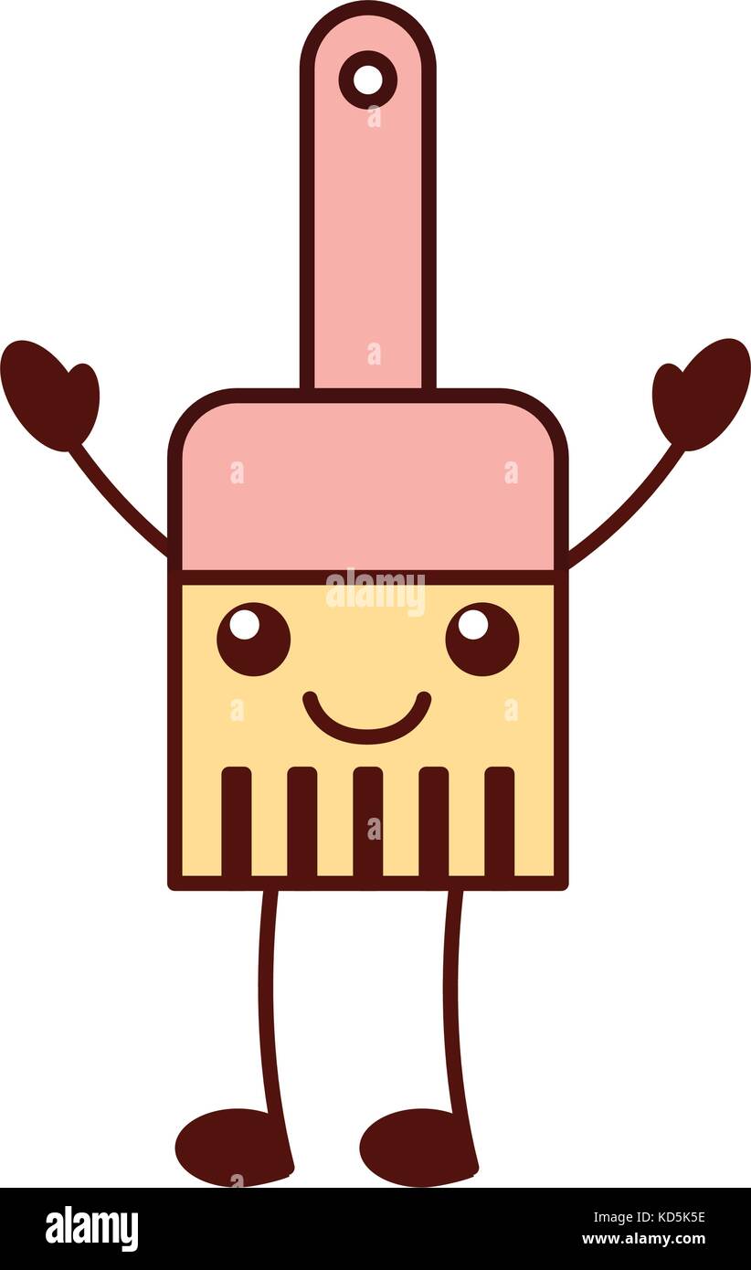 kawaii brush tool of design graphic paint cartoon Stock Vector Image ...