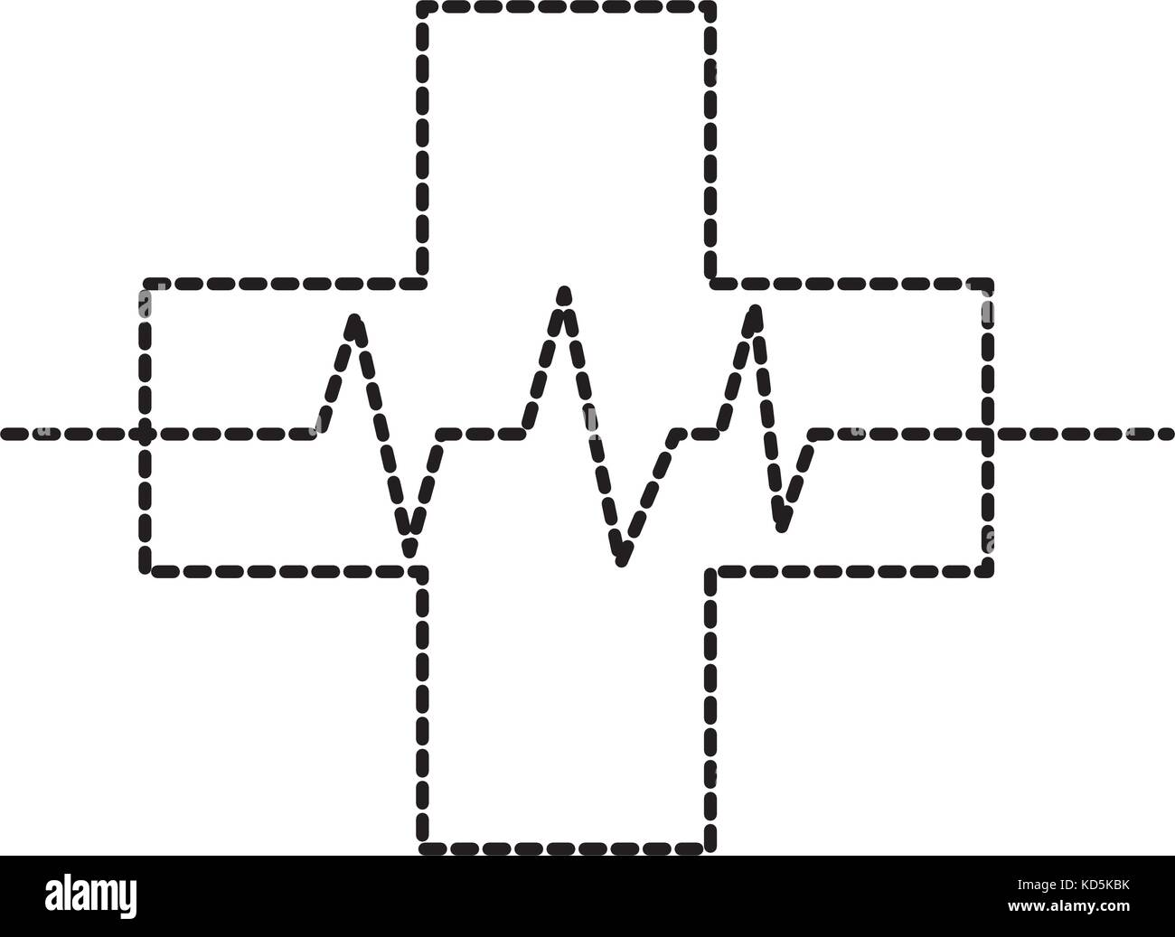 medical cross with heart beat healthy Stock Vector Image & Art - Alamy