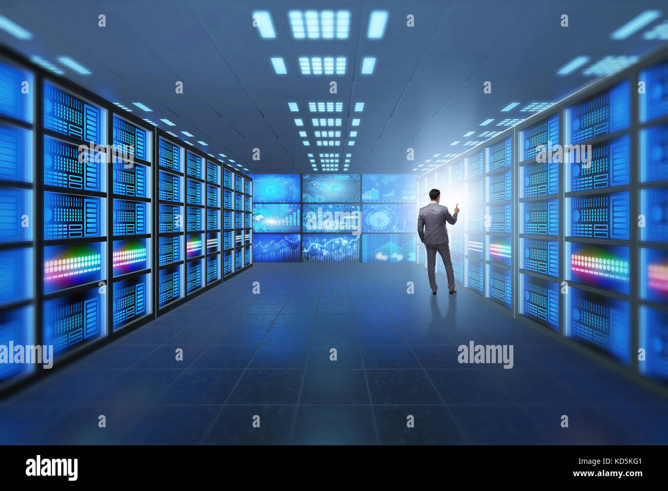 Concept of big data management with businessman Stock Photo - Alamy