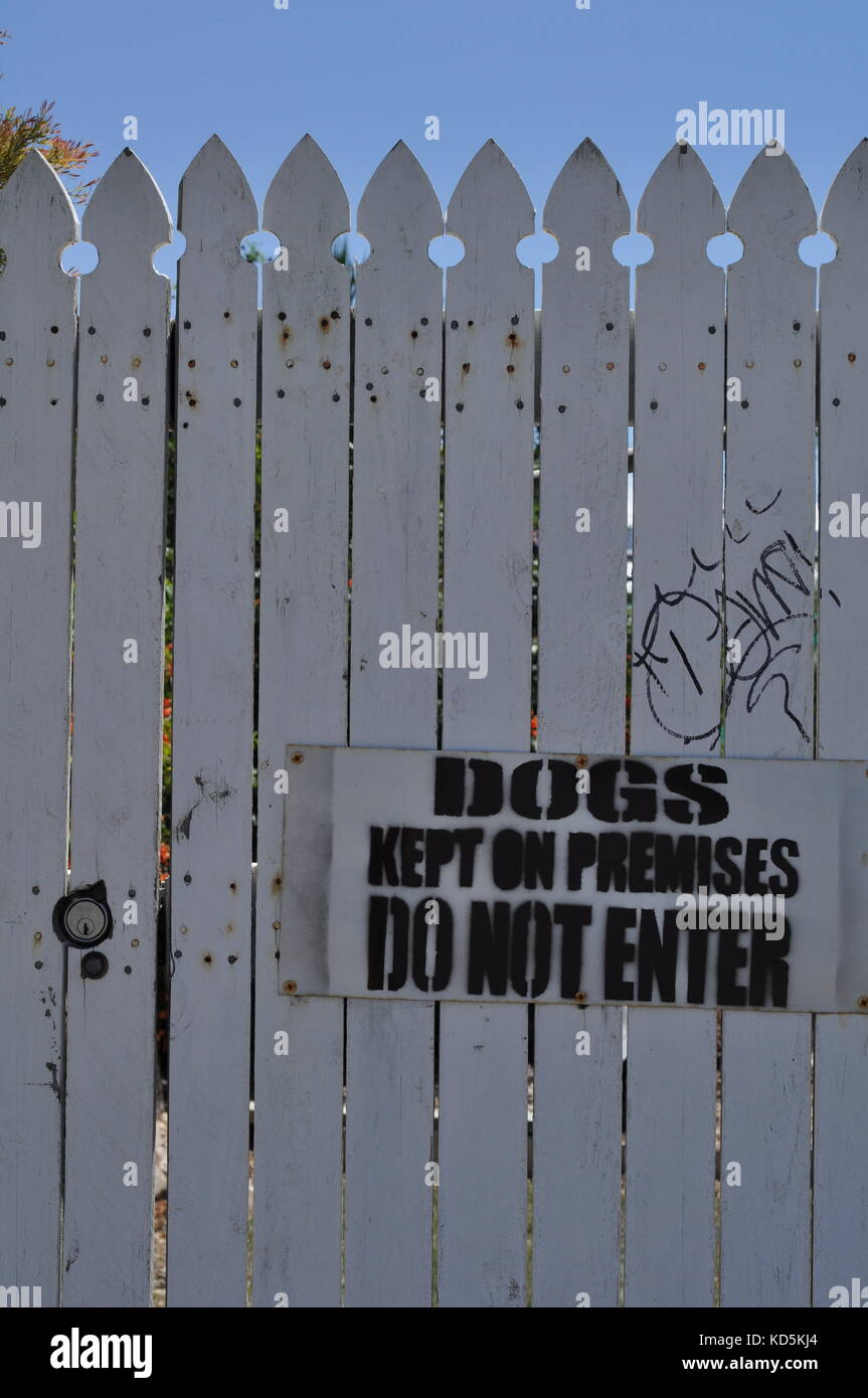 Dogs on premises sign, residential property, Townsville, Queensland ...