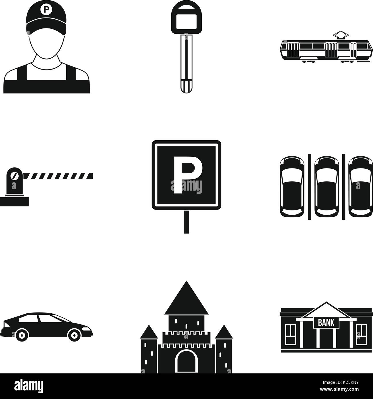 Construction of parking icons set, simple style Stock Vector Image ...