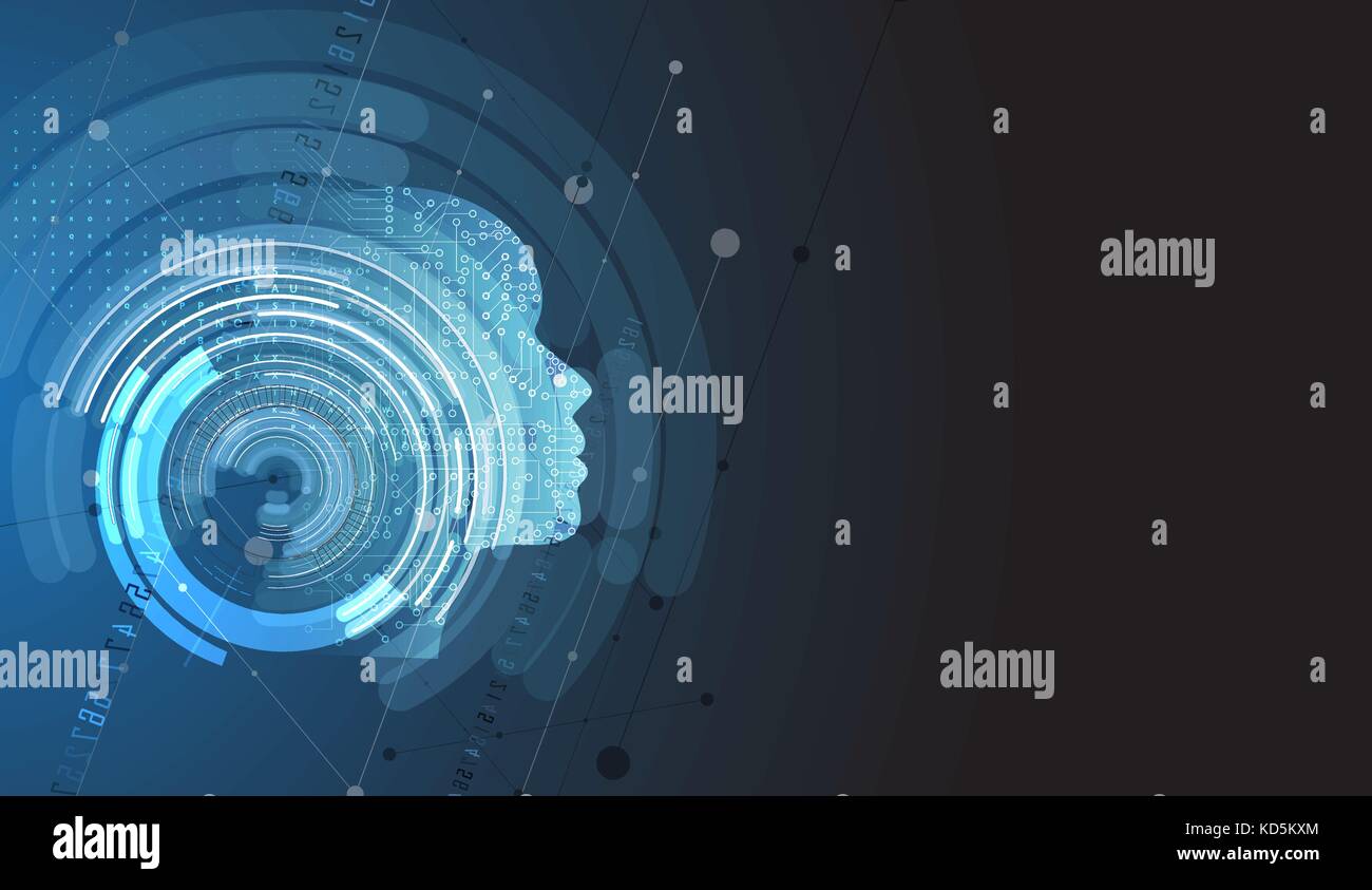 Abstract Artificial intelligence. Technology web background. Virtual ...
