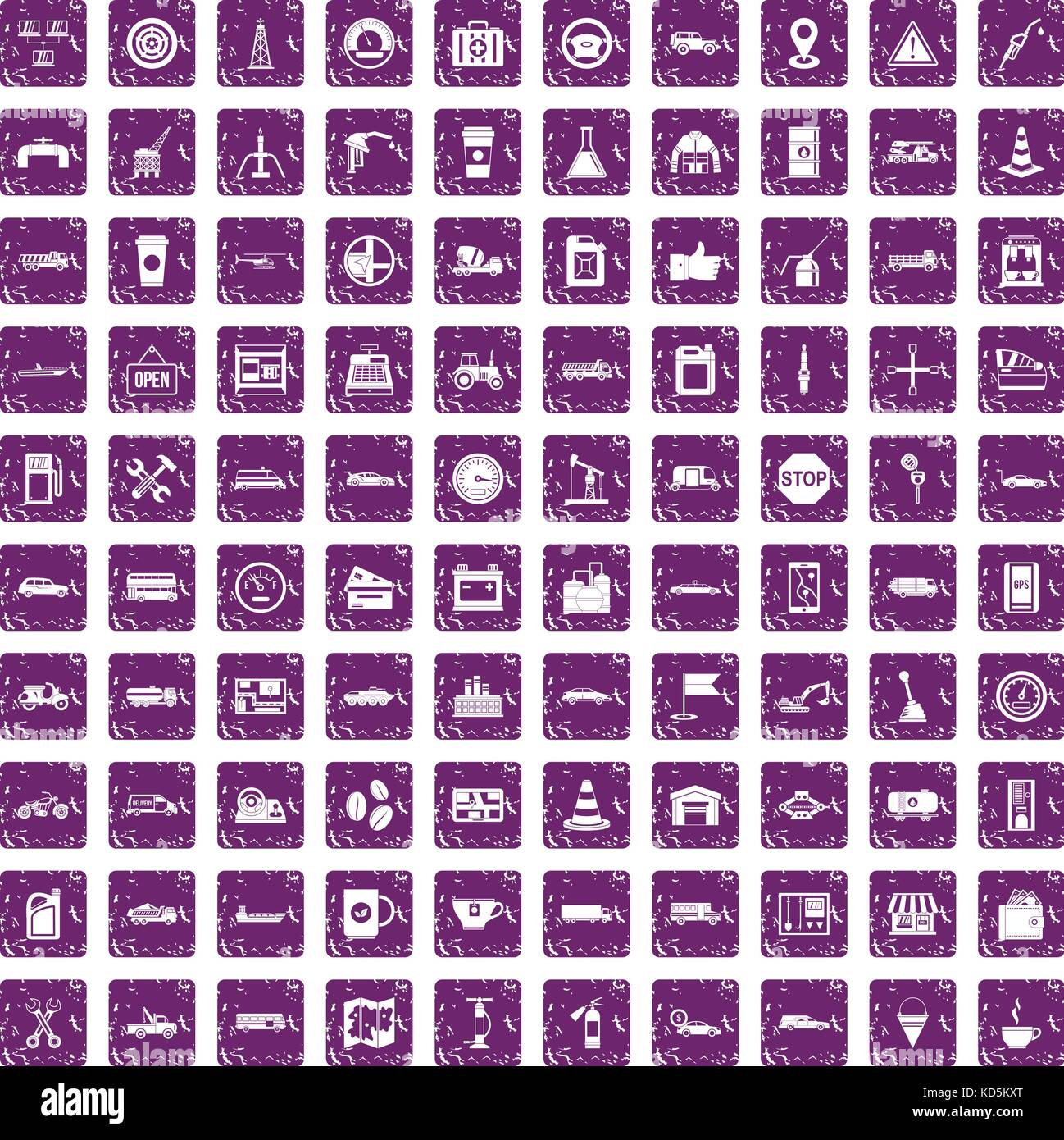 100 gas station icons set grunge purple Stock Vector Image & Art - Alamy