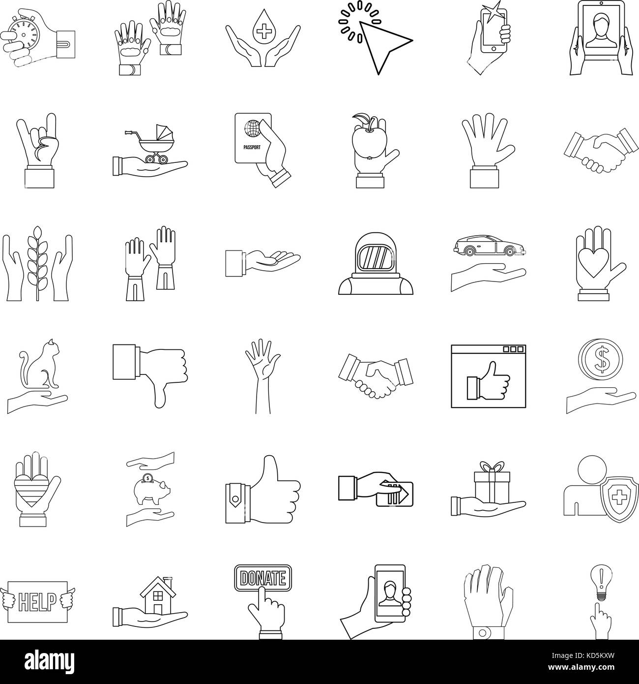 Pointing icons set, outline style Stock Vector Image & Art - Alamy