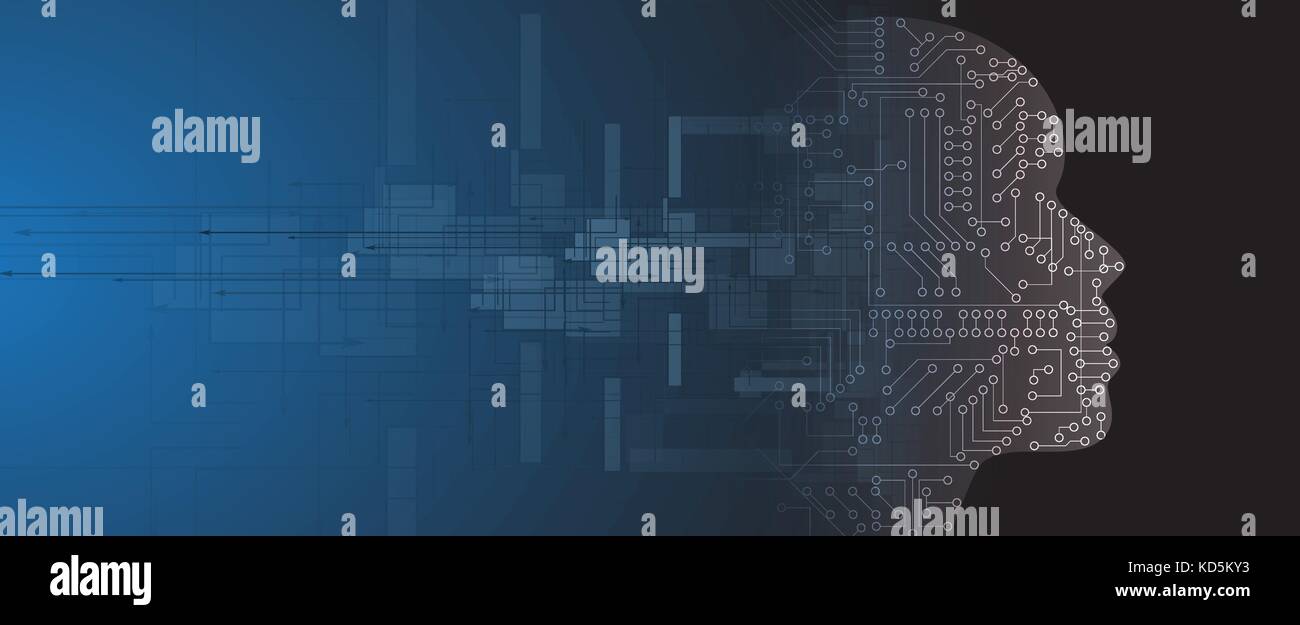 Abstract Artificial intelligence. Technology web background. Virtual ...