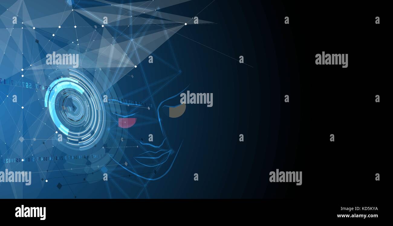 Abstract Artificial intelligence. Technology web background. Virtual ...