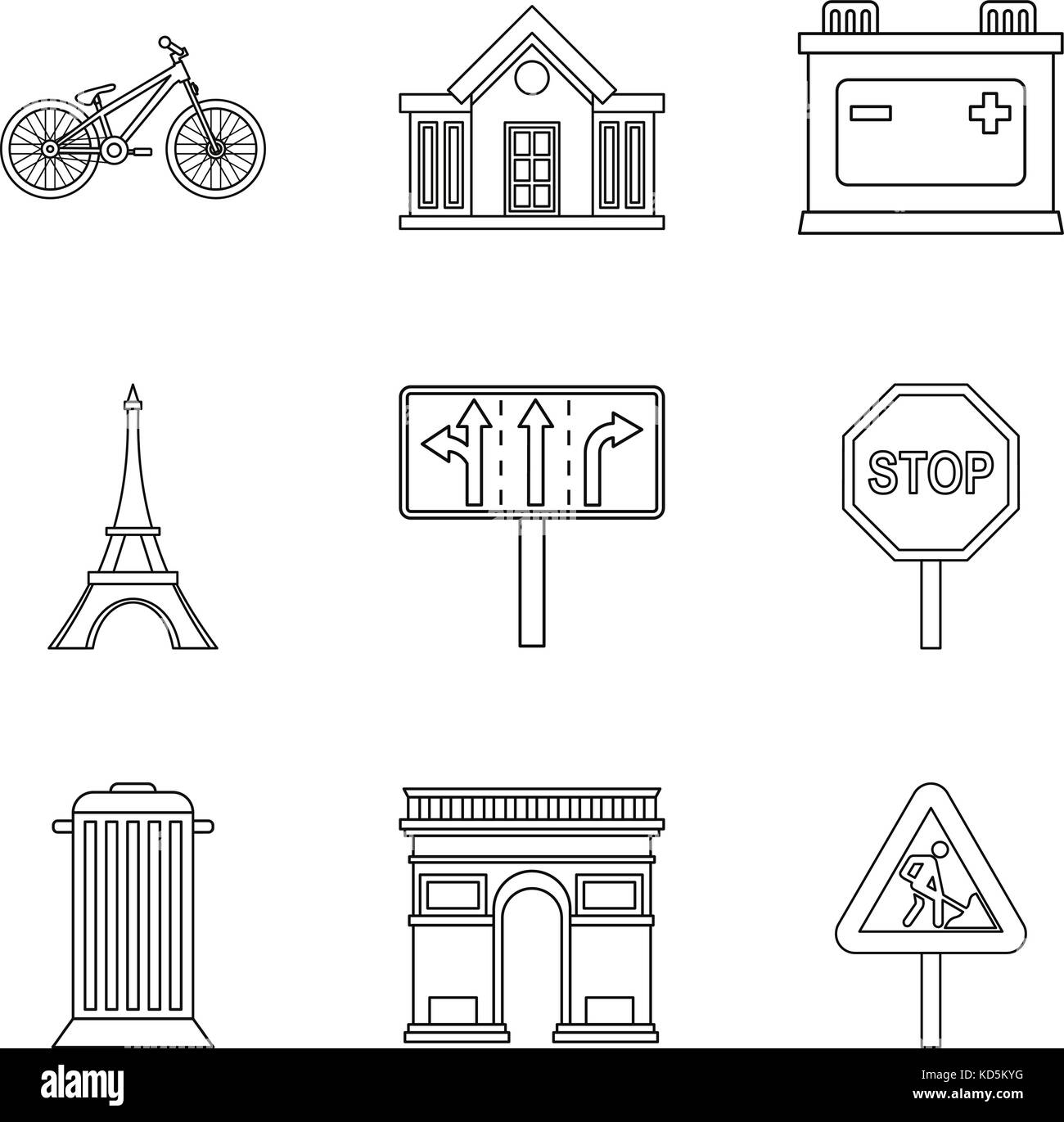 Urban element icons set, outline style Stock Vector Image & Art - Alamy
