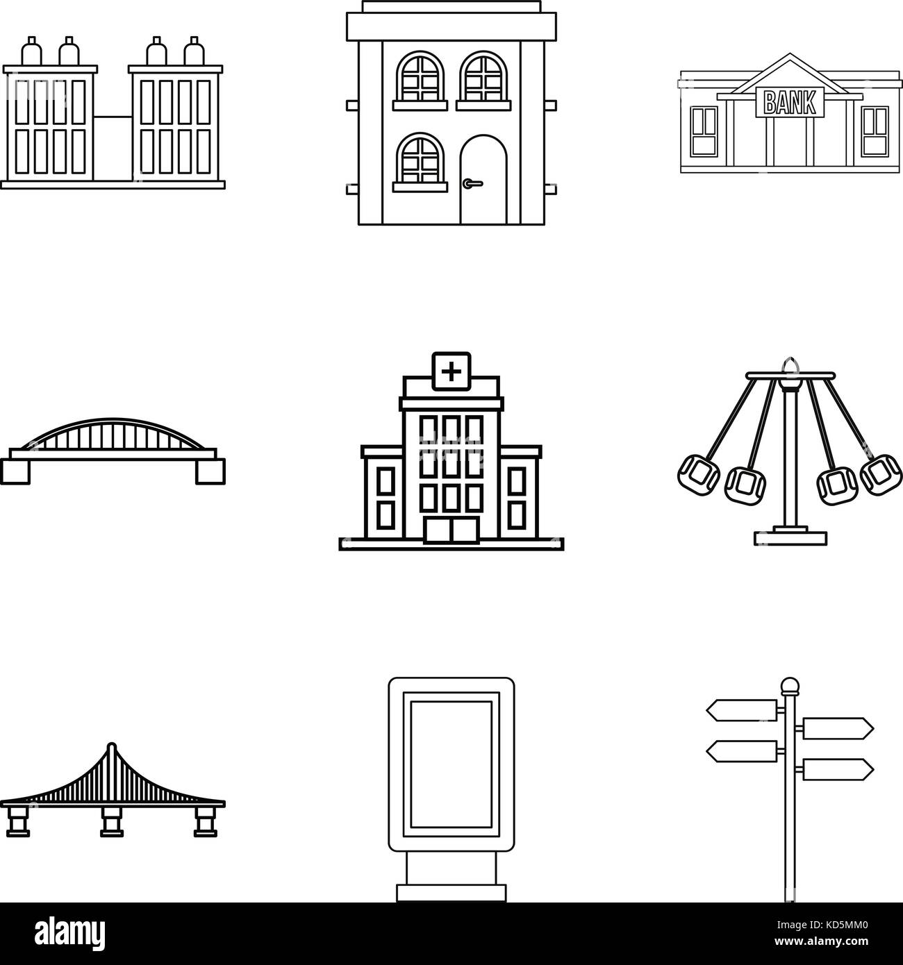 Big city icons set, outline style Stock Vector Image & Art - Alamy