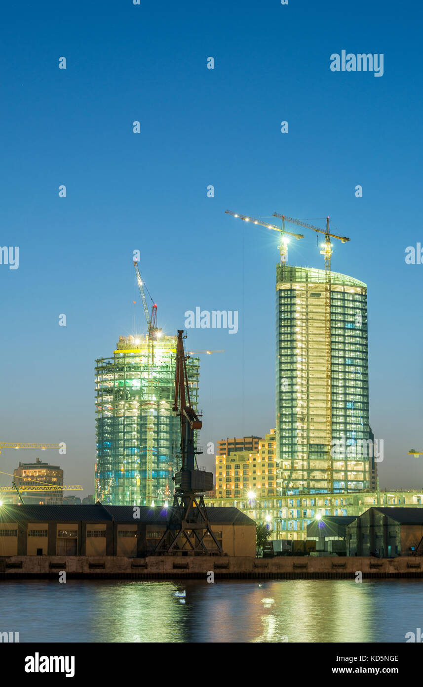 Night view of sea port in Baku Azerbaijan Stock Photo - Alamy