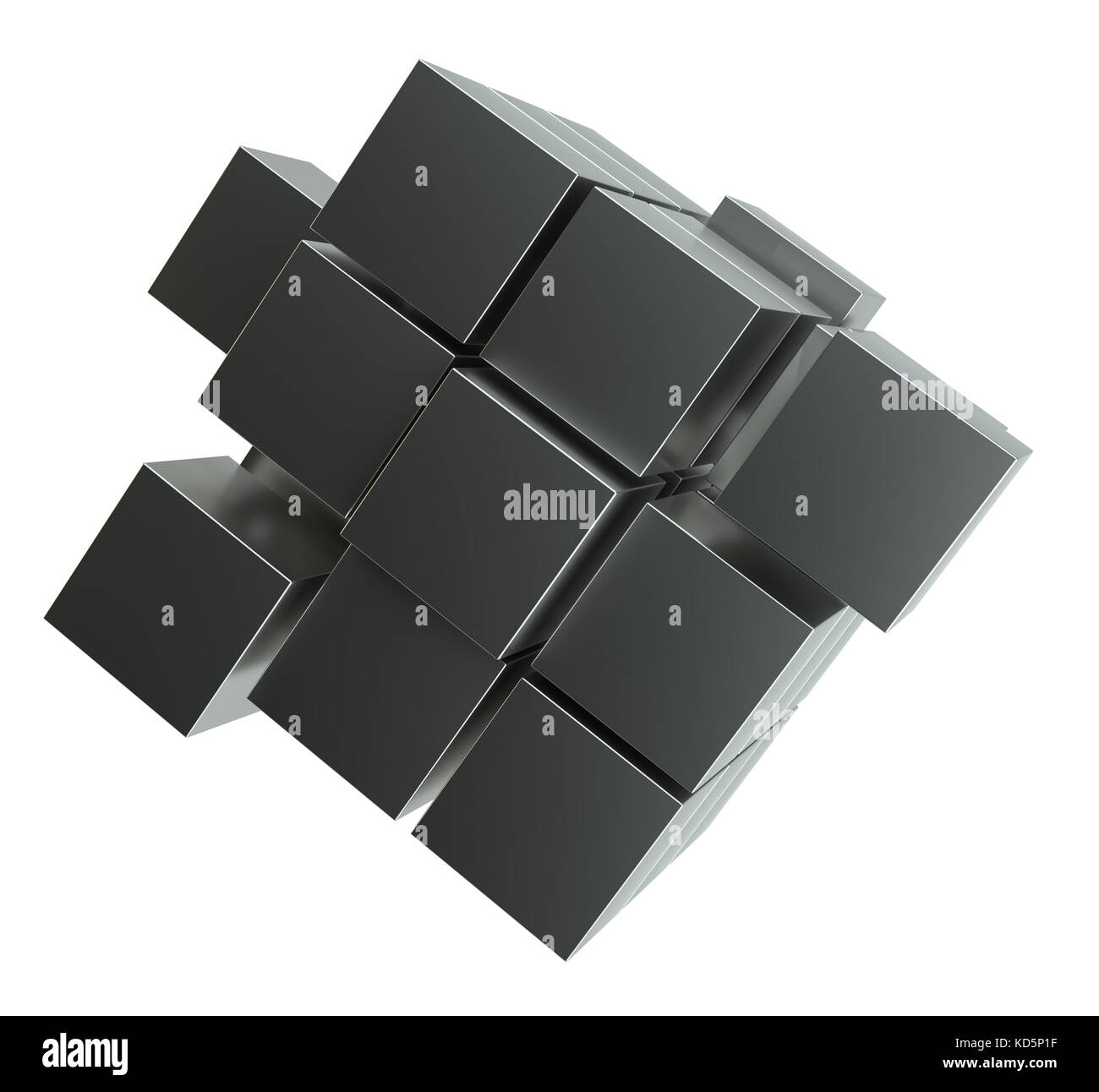 Abstract 3d illustration of cube assembling from blocks Stock Photo - Alamy