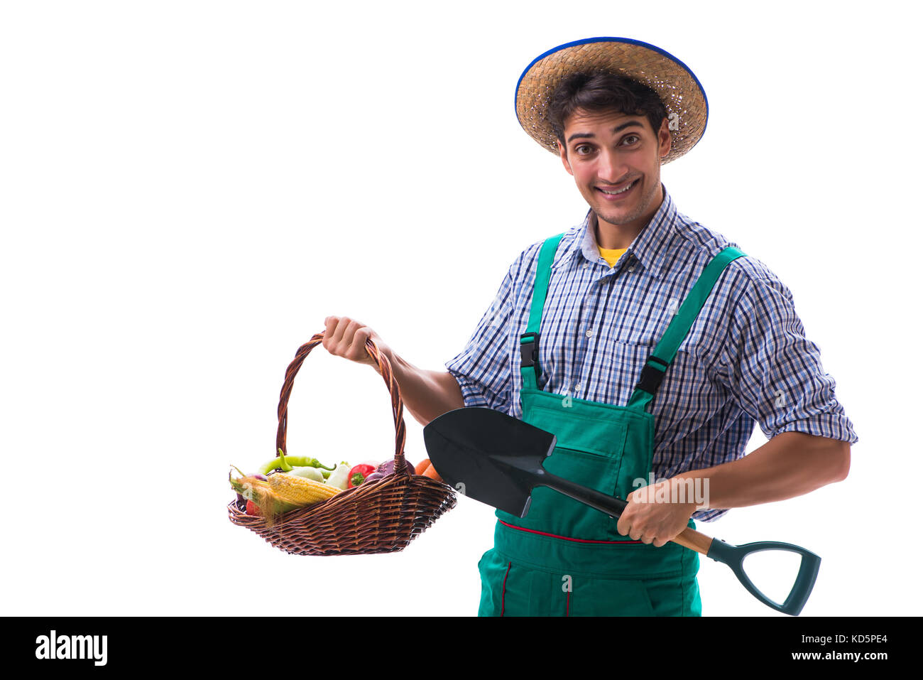 Young farmer isolated on the white background Stock Photo - Alamy