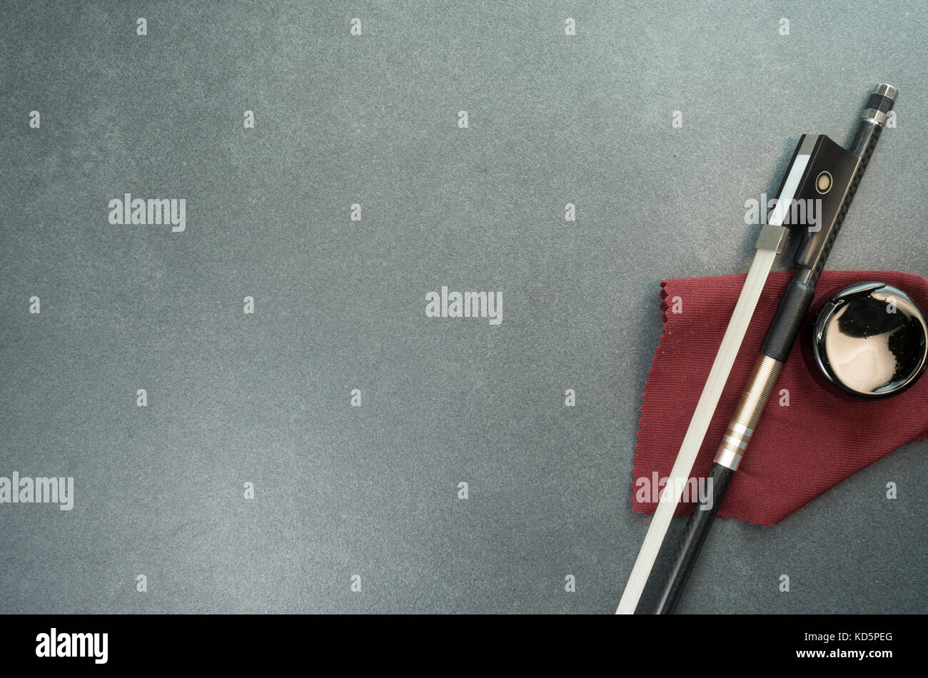 carbon violin bow frog side and rosin - directly above view Stock Photo ...