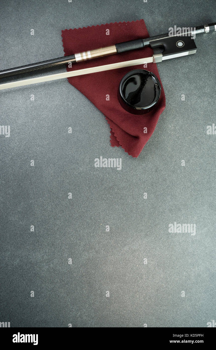 carbon violin bow frog side and rosin - directly above view Stock Photo ...