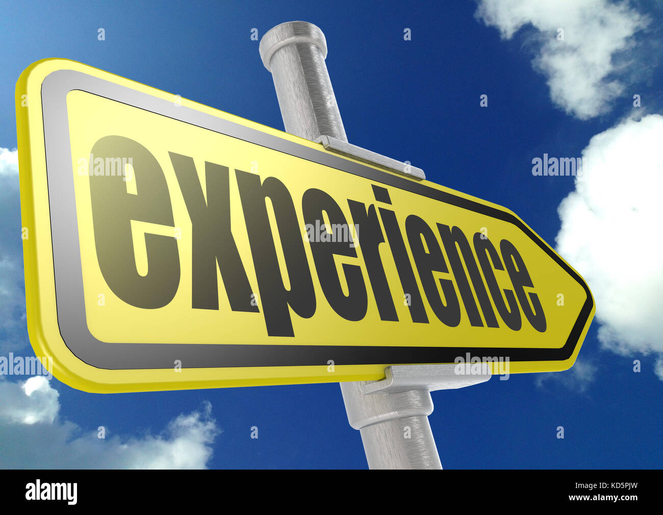 Yellow road sign with experience word under blue sky image with hi-res ...