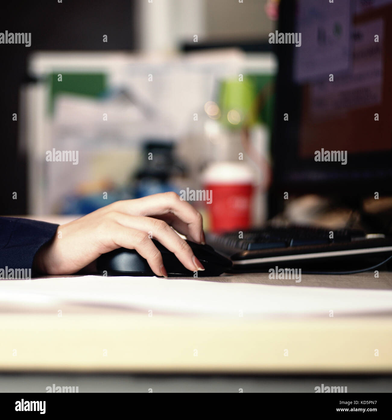 Cute woman hand working handling mouse Stock Photo - Alamy