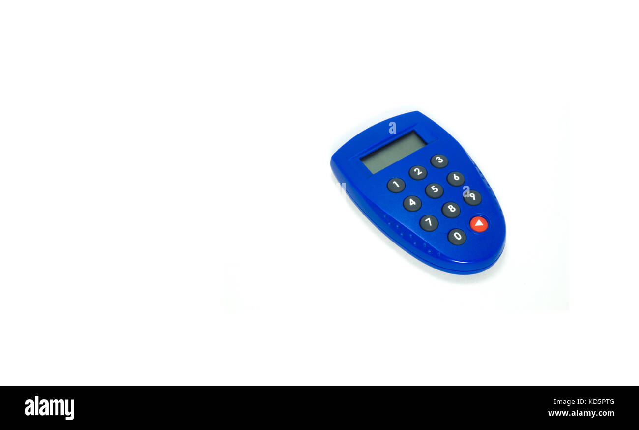 Blue security key bank token with button and display Stock Photo - Alamy