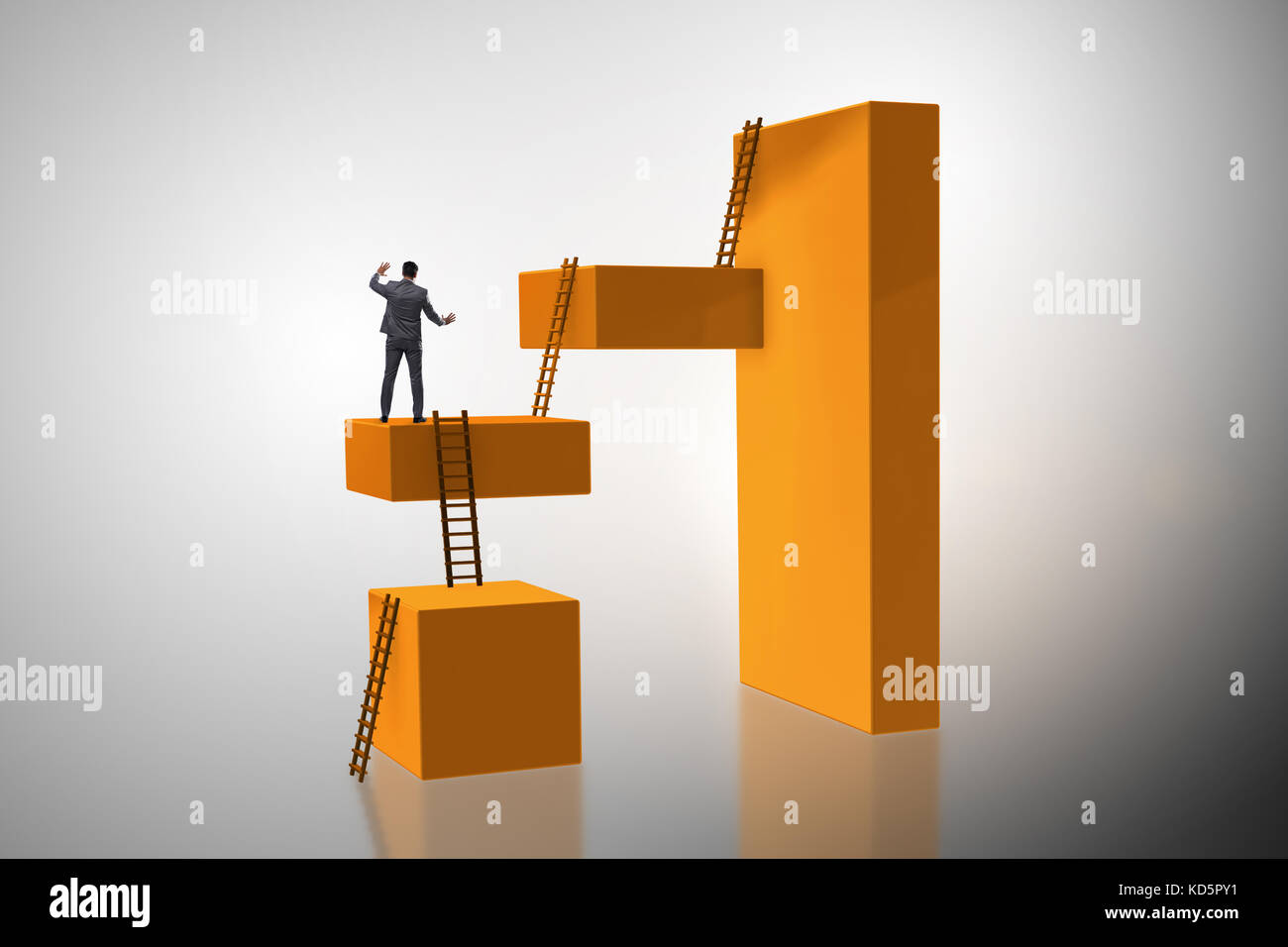 Businessman climbing blocks in career ladder business concept Stock ...
